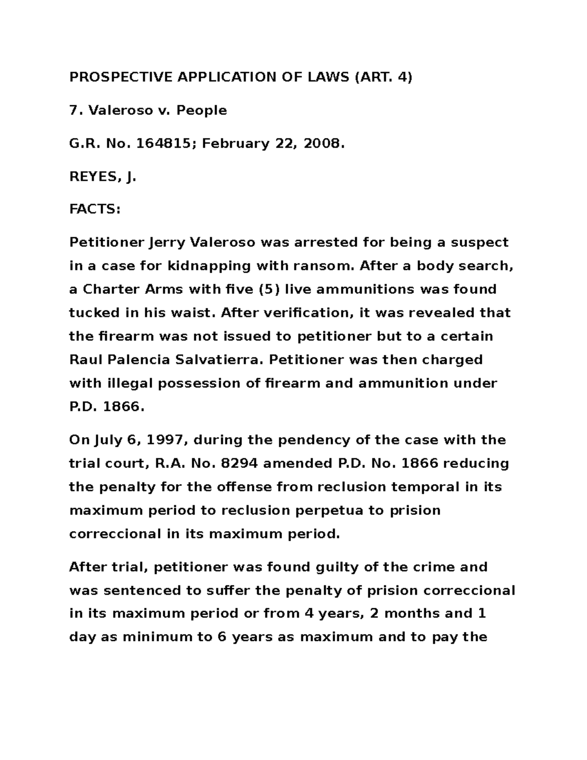 Prospective Application OF LAWS - PROSPECTIVE APPLICATION OF LAWS (ART ...