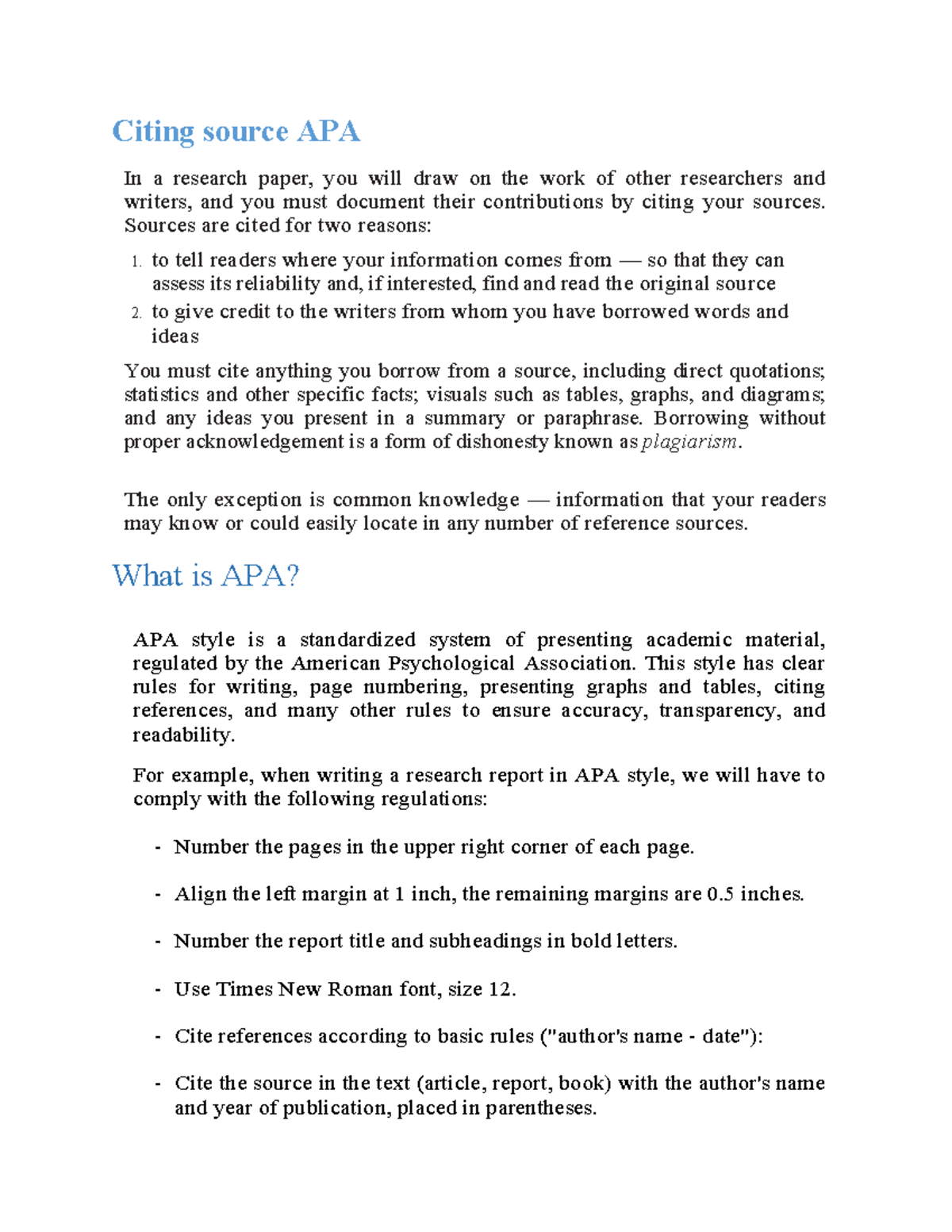 Citing source APA - Summary con cac than ky - Citing source APA In a ...