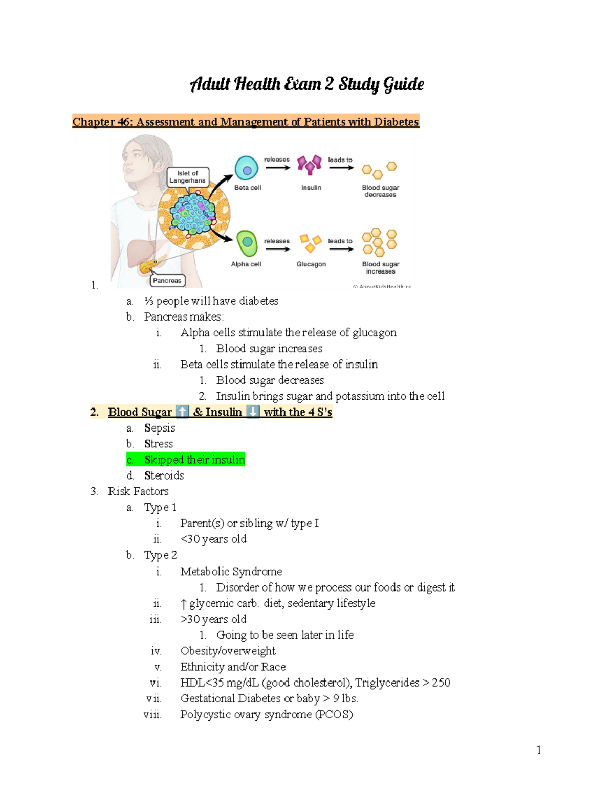Adult Health 1 Exam 2 - Adul Healt a 2 Stud Guid Chapter 46: Assessment ...