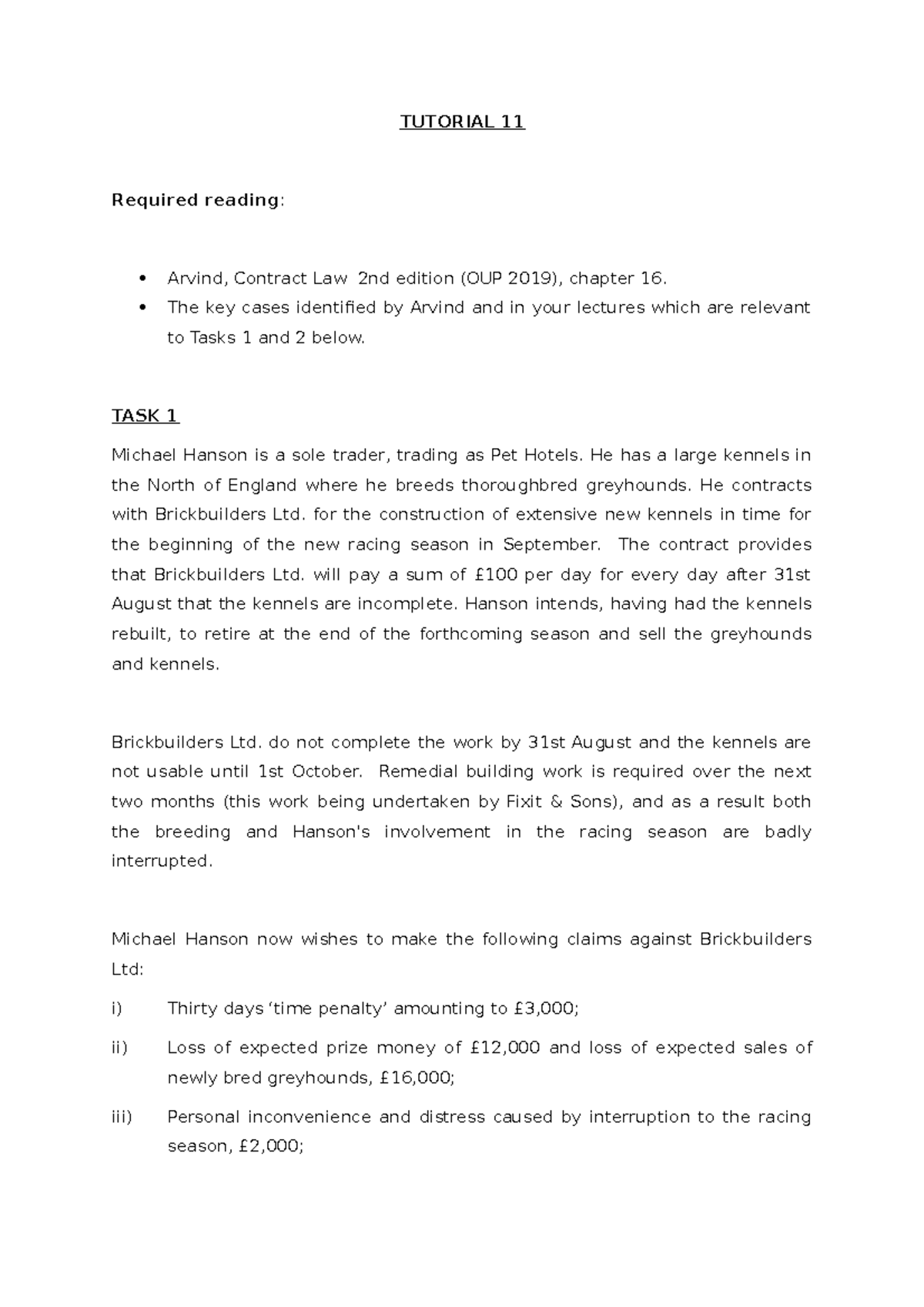 Tutorial 11 LW4003 - weekly task - TUTORIAL 11 Required reading ...