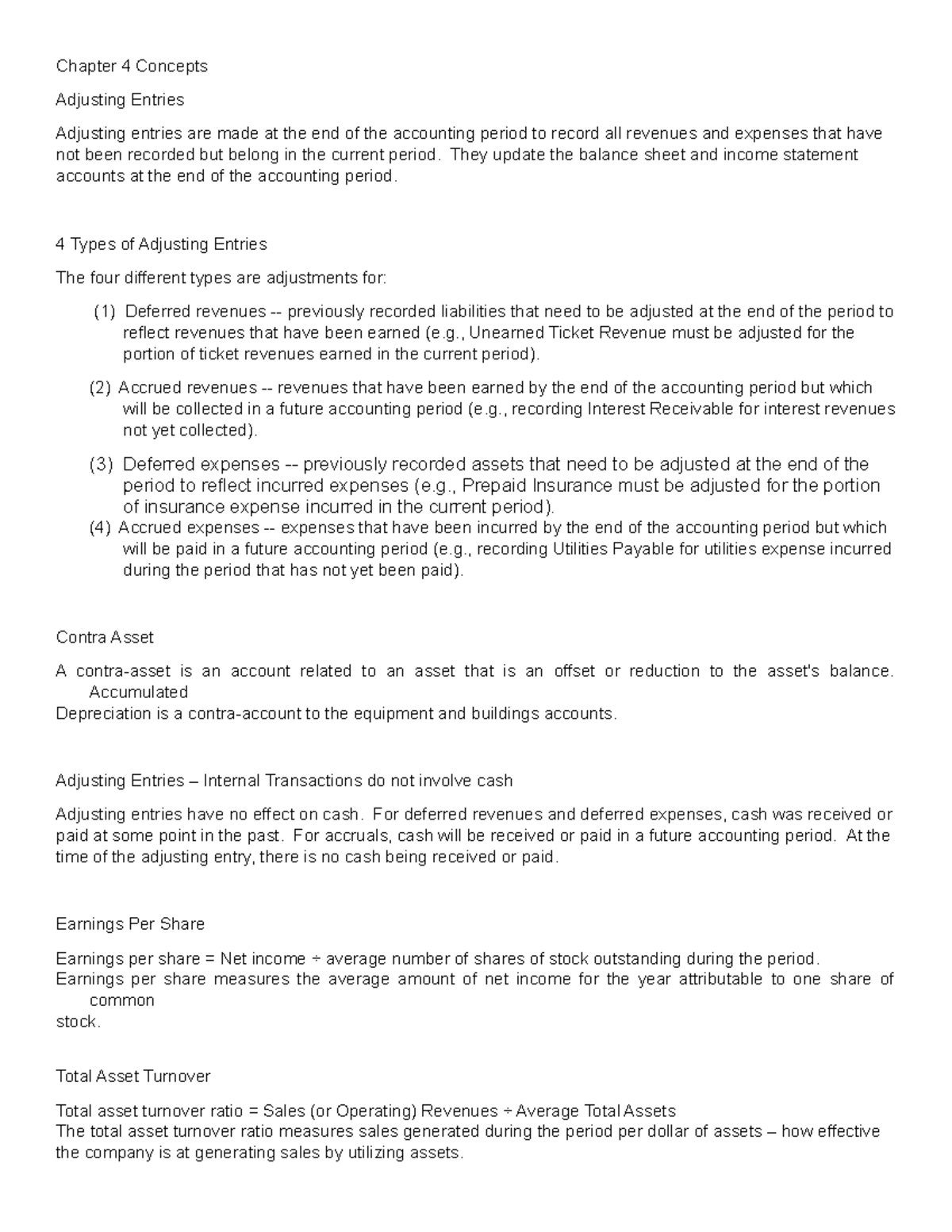 Chapter 4 Concepts - Lecture notes 4 - Chapter 4 Concepts Adjusting ...