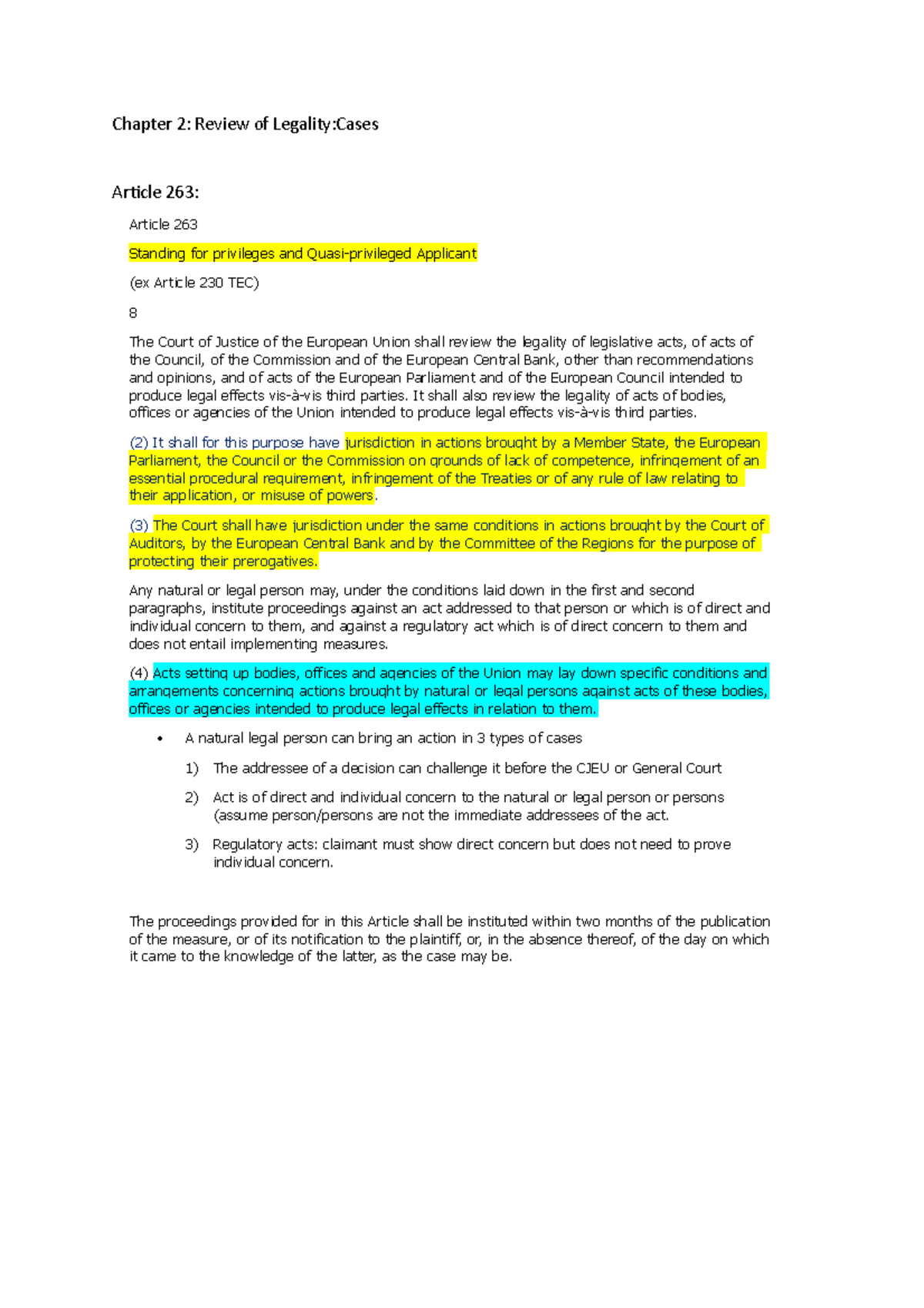 Article 263 - Note - Chapter 2: Review of Legality:Cases Article 263 ...