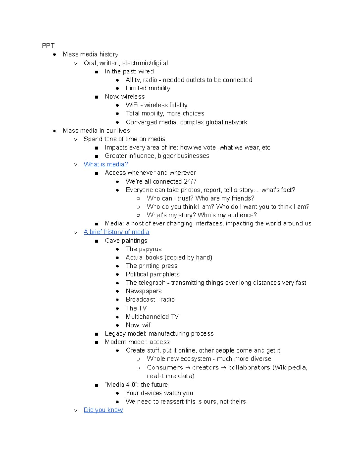8 21 Lecture Media Literacy - PPT Mass media history Oral, written ...