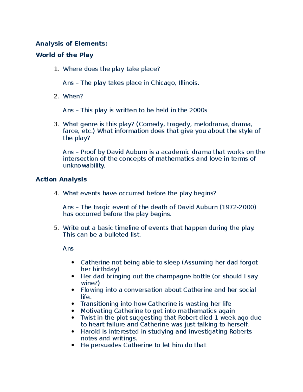 Analysis of Elements - THE - Analysis of Elements: World of the Play ...