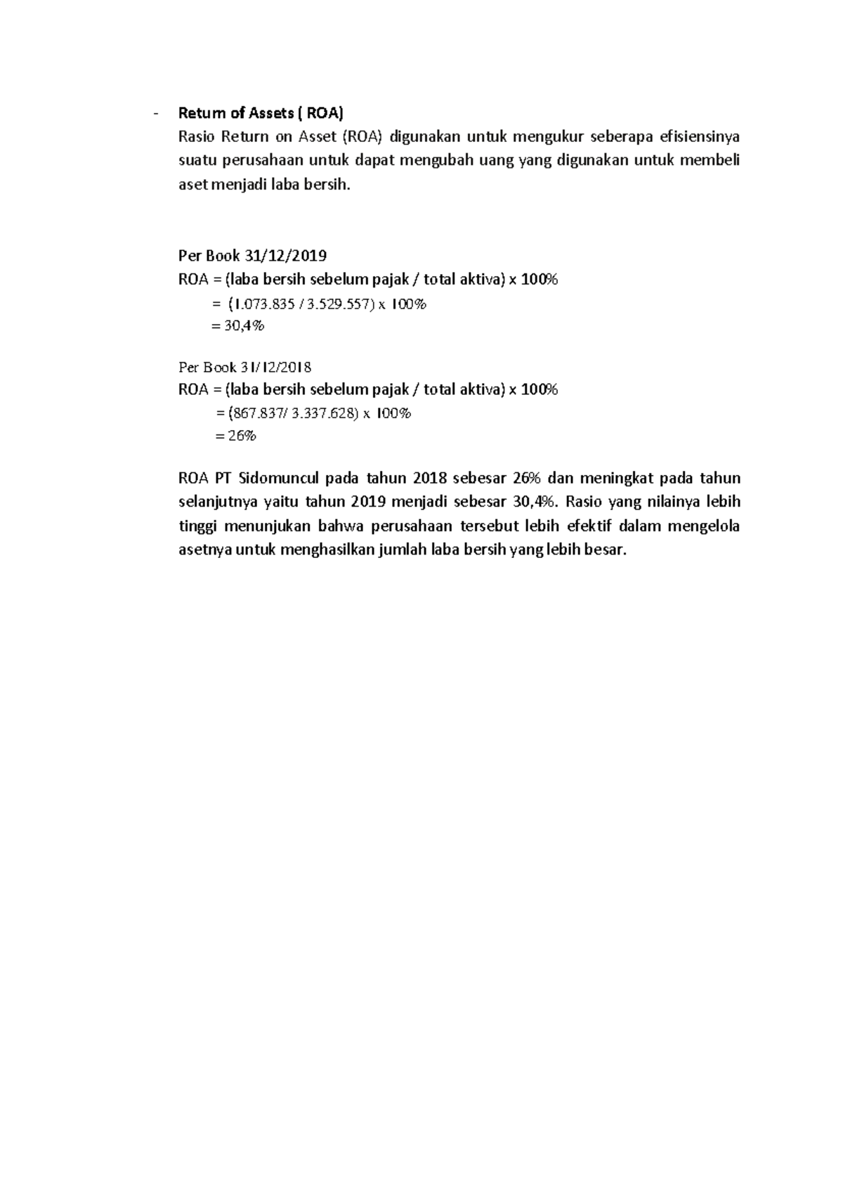 Kuesioner Audit - Return of Assets ( ROA) Rasio Return on Asset (ROA ...