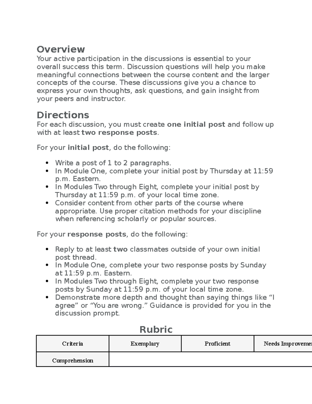 Module 1 short answer guidelines - Overview Your active participation ...