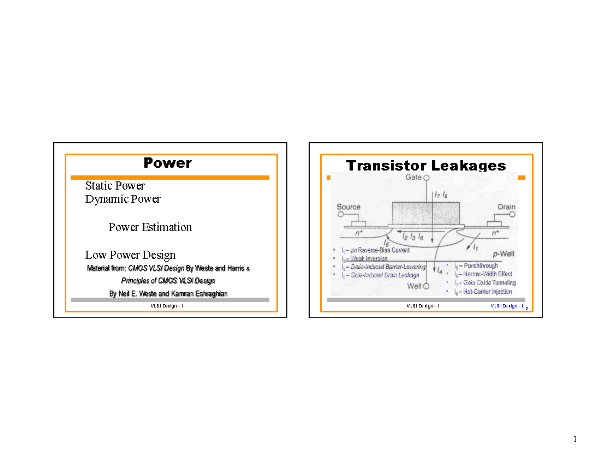 Lecture-07 power - lecture ppt - VLSI Design - I Power Material from: CMOS VLSI Design By Weste ...