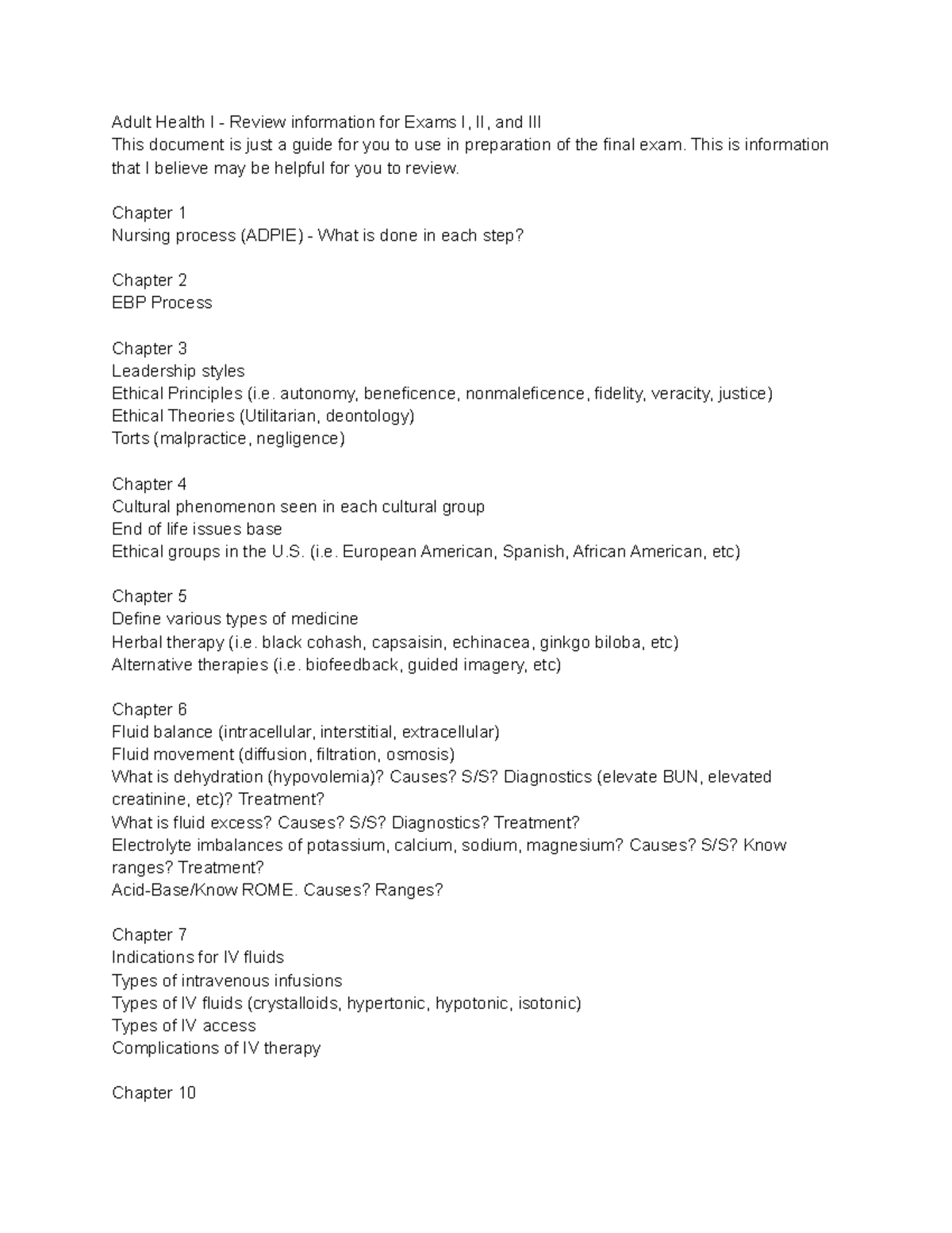 Adult+Health+I+-+Review+information+for+exam+I%2C+II%2C+and+III - Adult ...