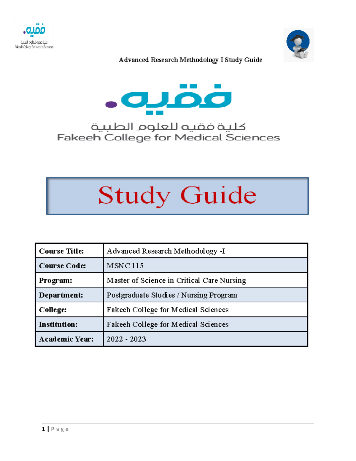 SG-Research-MSNC115 - yes - Course Title: Advanced Research Methodology ...