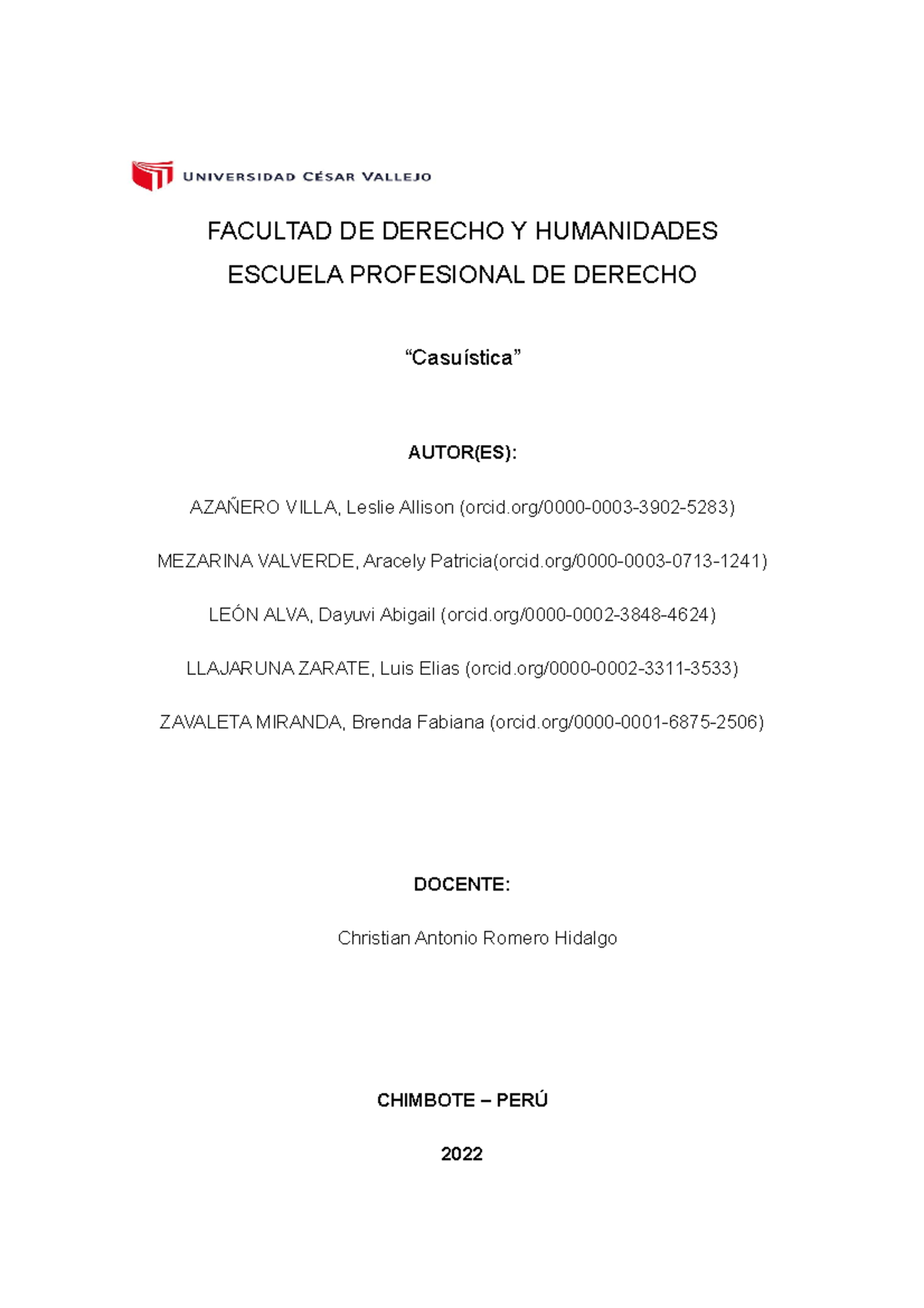 Casuística - Práctica - casuisticas - FACULTAD DE DERECHO Y HUMANIDADES ...