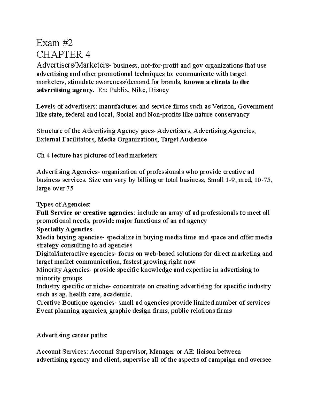 Ad 4-6 - Chapters 4-6 lectures notes - Exam CHAPTER 4 Advertisers ...