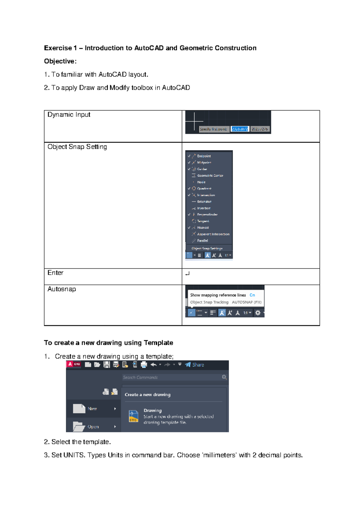 Exercise 1 Geometric Construction - Exercise 1 – Introduction to ...