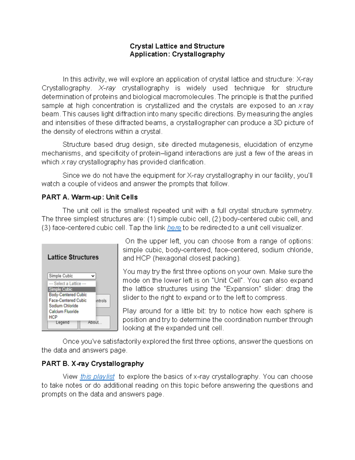06 Lattice - Chemistry for Engineers Lab - Crystal Lattice and ...