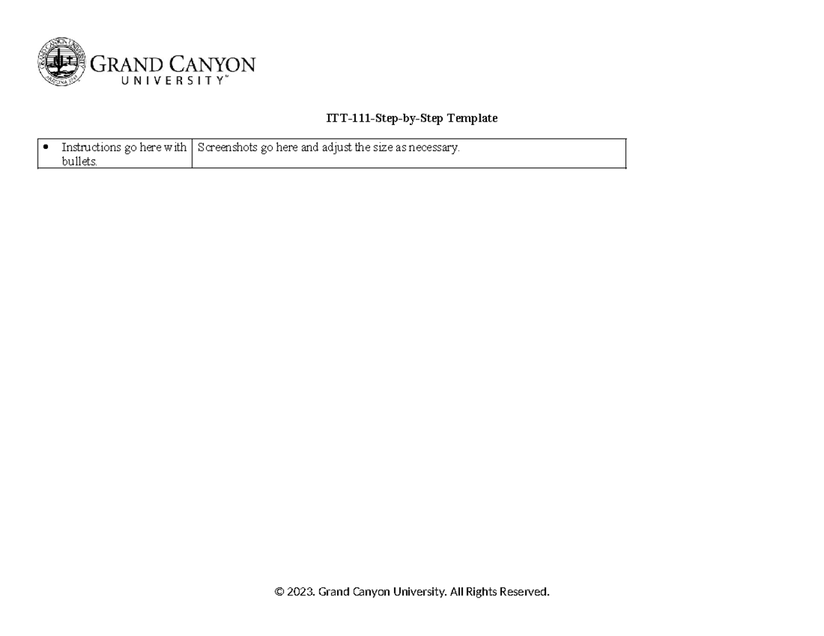 Assignment 1 ITT-111 - ITT-111-Step-by-Step Template Instructions go ...