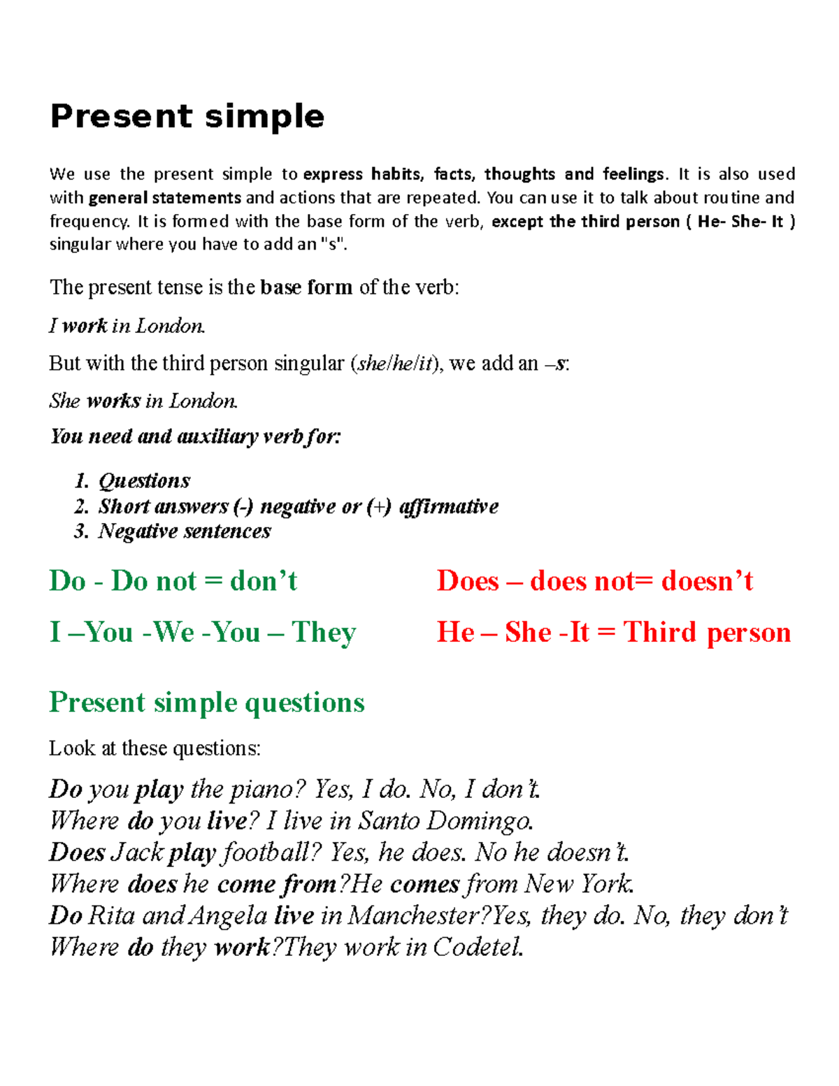 Present simple explanations 33 - Present simple We use the present ...