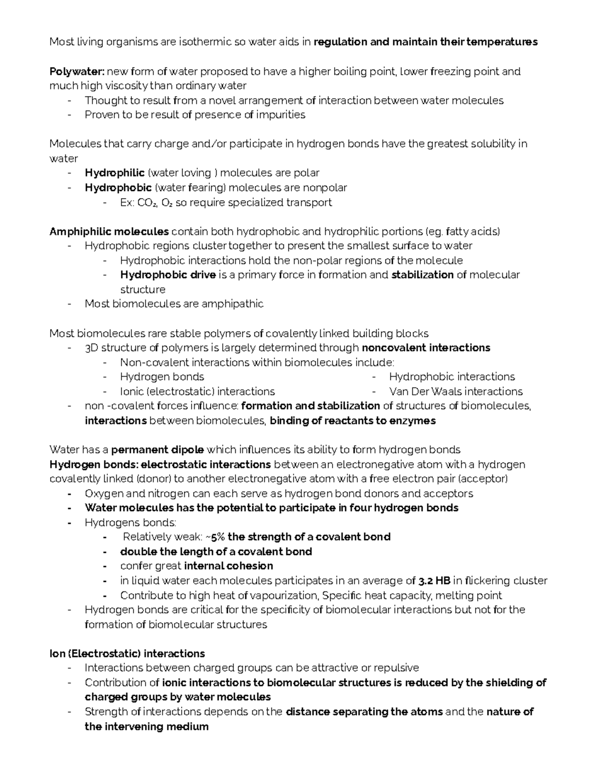 Module 2 Water - Scott Naper: BMSC 200 - Most living organisms are ...