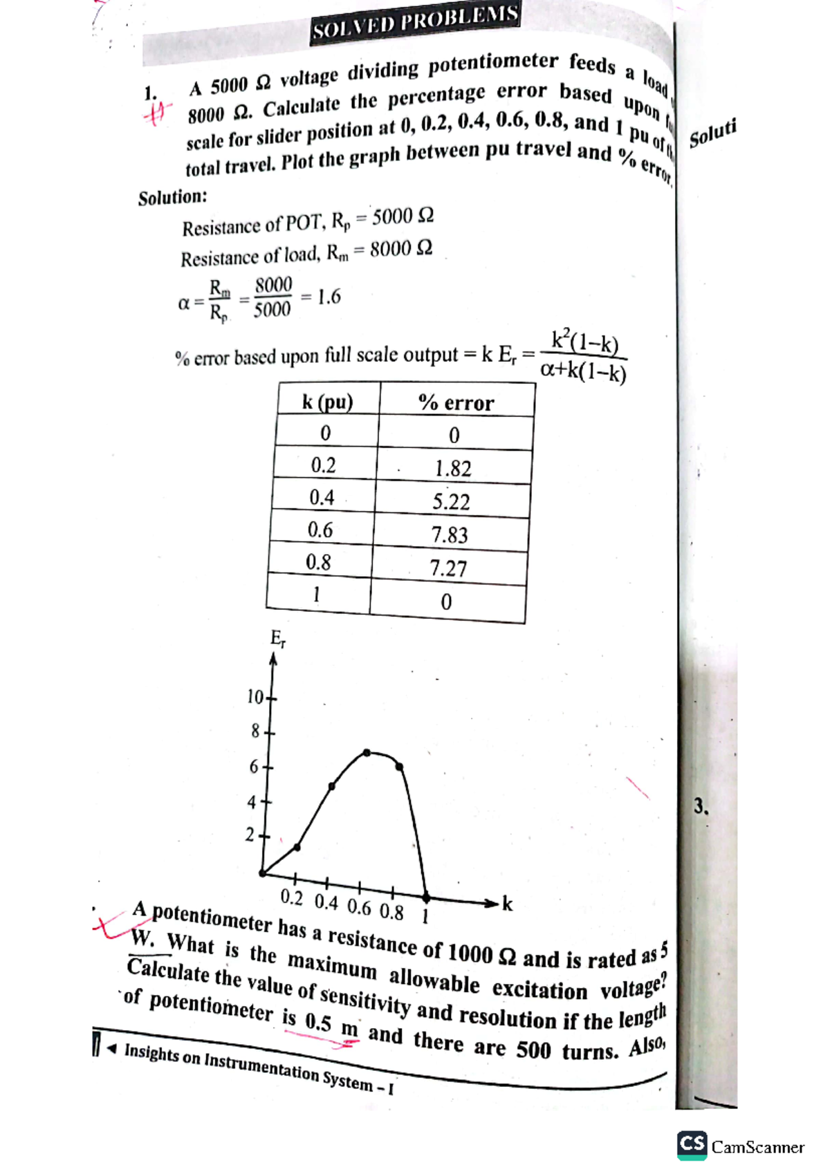 Solved numericals of instrumentation chapter 3 - Studocu