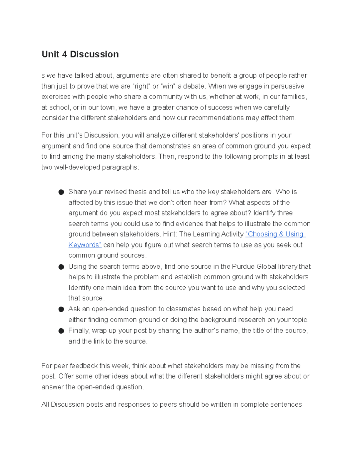 CM220 Comp ll, Unit 4 Discussion - Unit 4 Discussion s we have talked ...