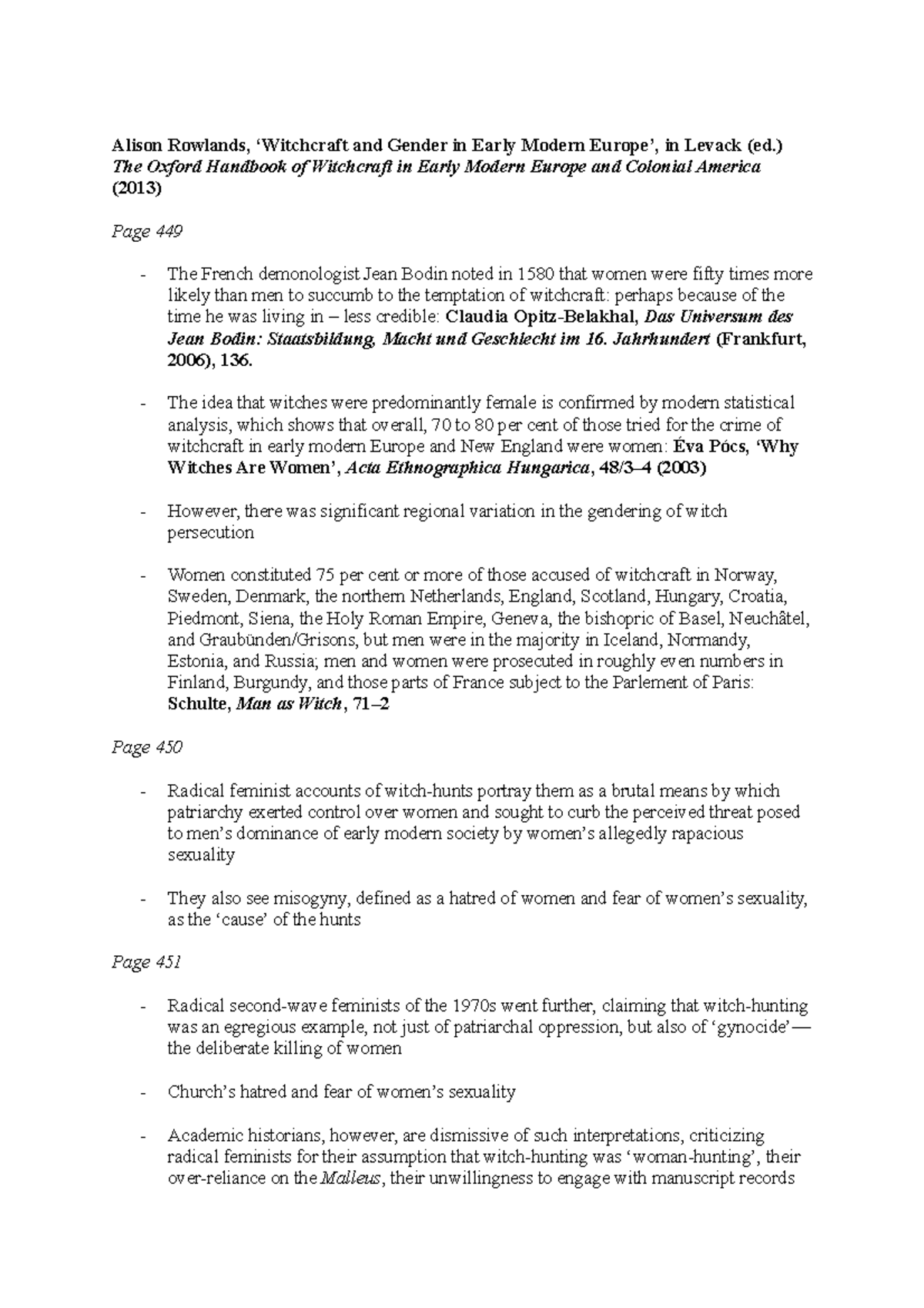 Rowlands - Witchcraft - Alison Rowlands, ‘Witchcraft and Gender in ...