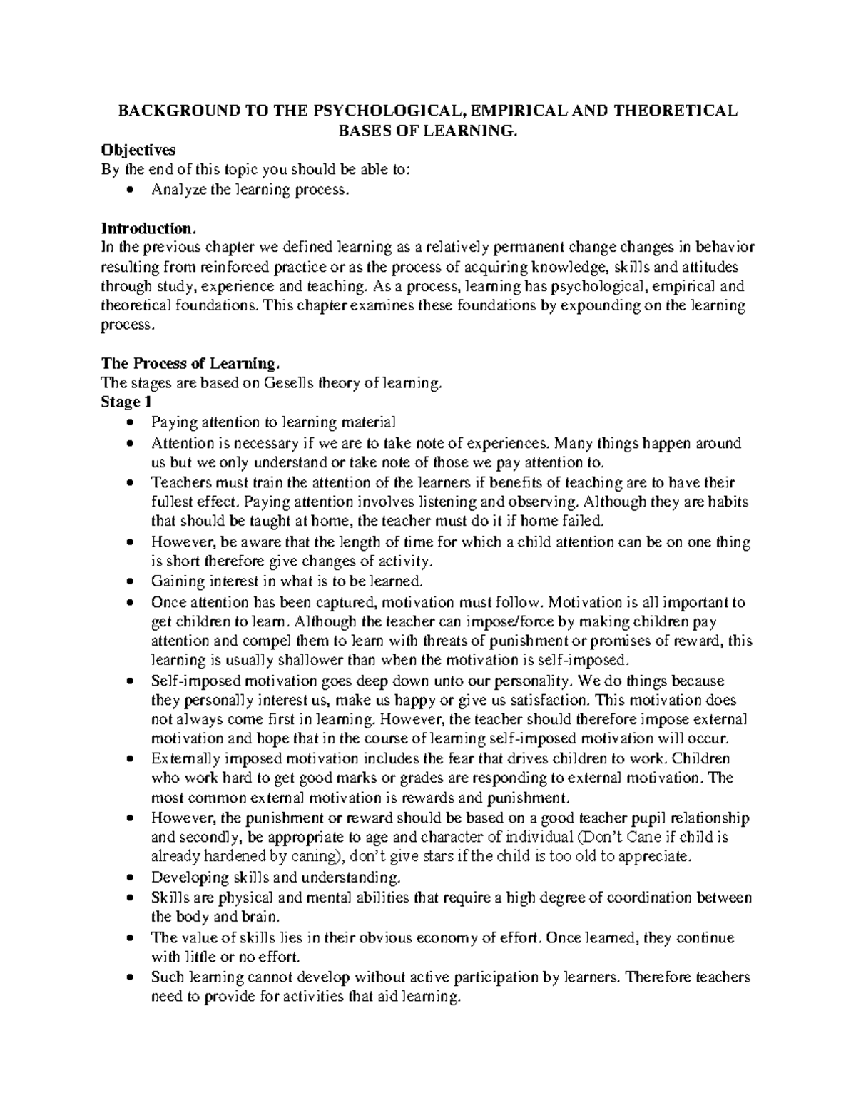 Background - note 📝 - BACKGROUND TO THE PSYCHOLOGICAL, EMPIRICAL AND ...