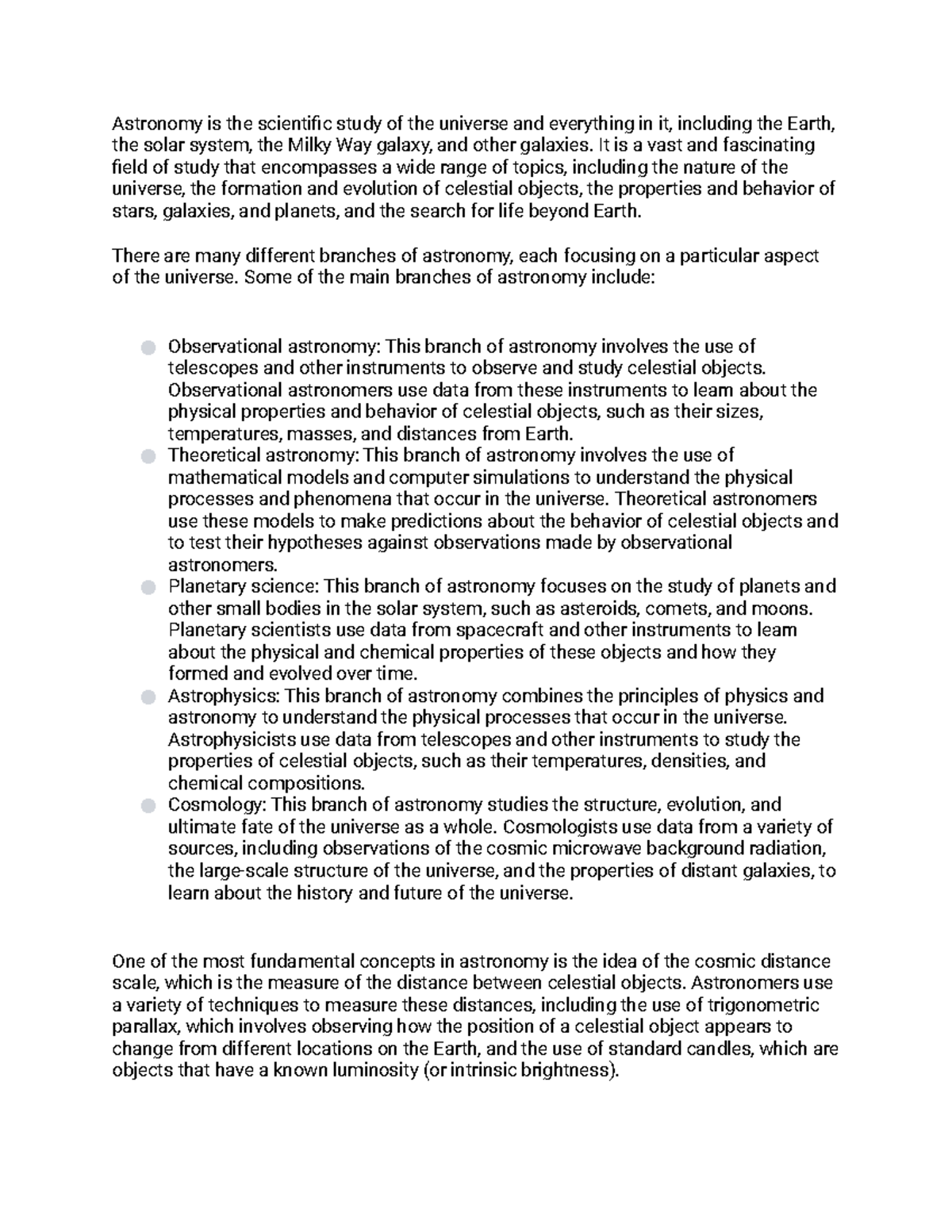 Intro to astronomy - Astronomy is the scientific study of the universe ...