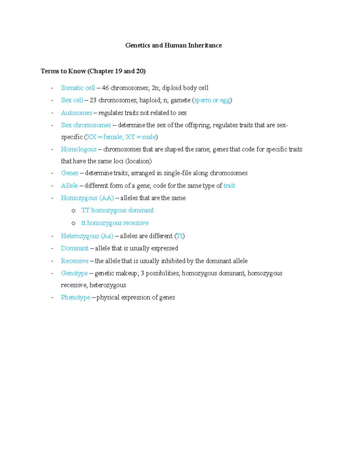 BIOL 1150 - Day 19 - Genetics and Inheritance - Genetics and Human ...