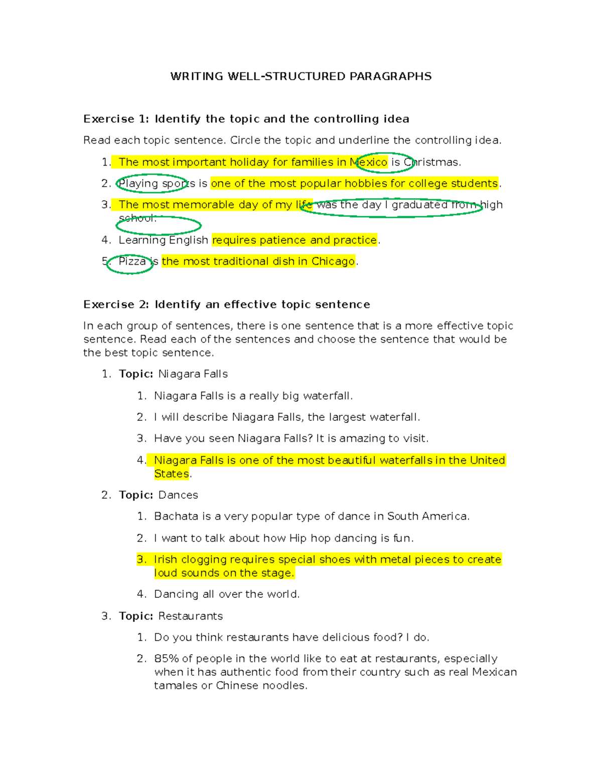 Paragraph Writing - Es ingles - WRITING WELL-STRUCTURED PARAGRAPHS ...
