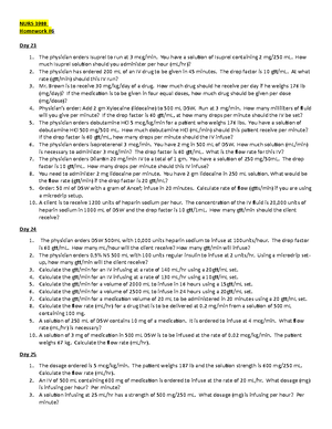 Pediatric Calculation worksheet - NSG 3300 Dosage Calculation by Weight ...