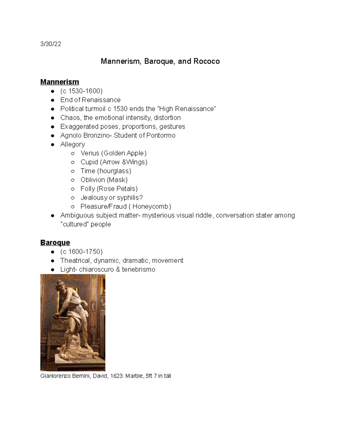 Mannerism, Baroque, and Rococo - 3/30/ Mannerism, Baroque, and Rococo ...