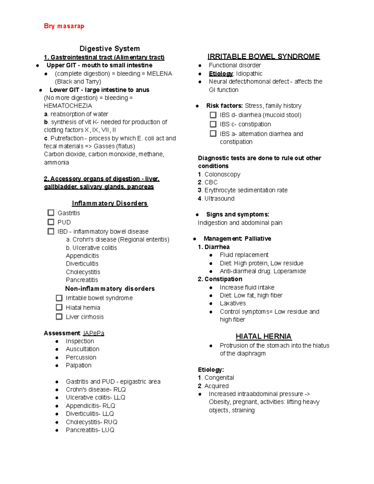 MS DAY 1 2 5 7 - Digestive System Gastrointestinal tract (Alimentary ...