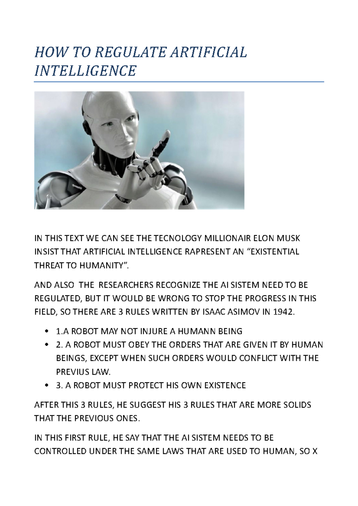 how to regulate artificial Intelligence - HOW TO REGULATE ARTIFICIAL INTELLIGENCE IN THIS TEXT ...