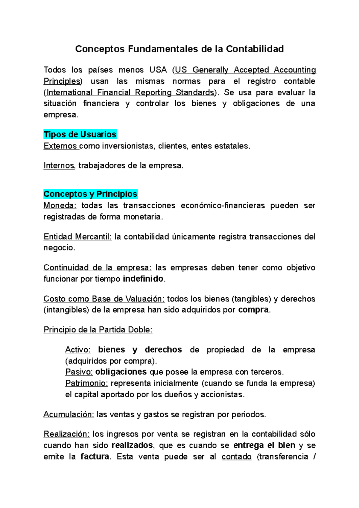 Gestión Contable - Resumen de Todo el Curso - Conceptos Fundamentales ...