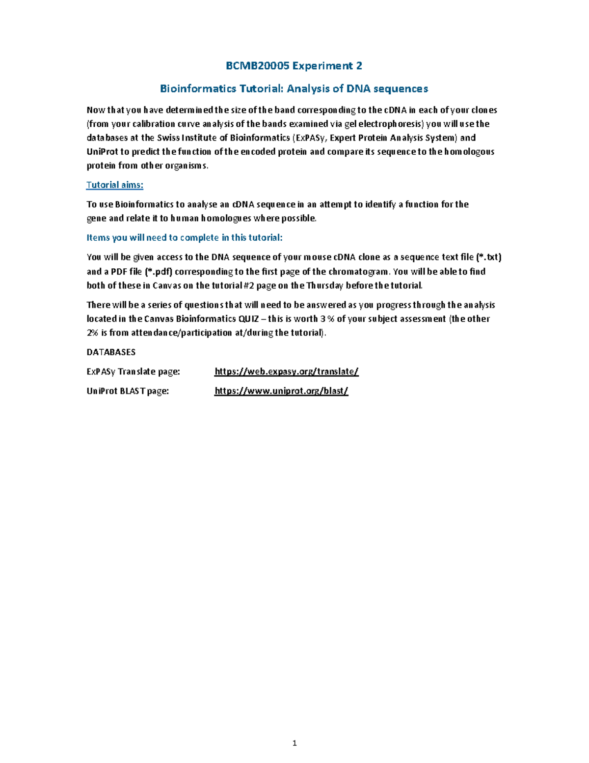 2024 Tutorial 2 Bioinformatics Instruction Sheet - Now that you have ...