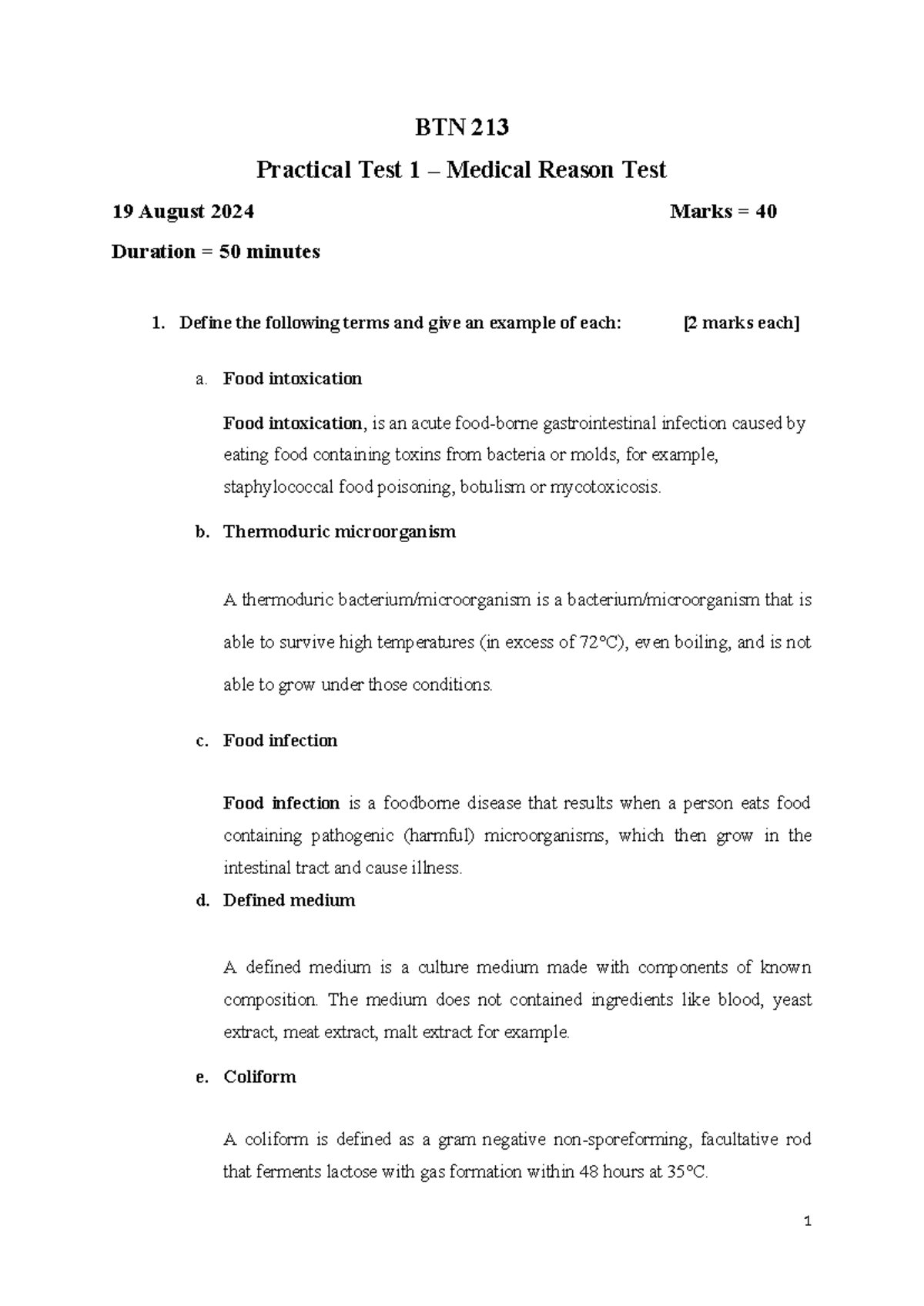 BTN 213 Practical Test 1 Medical Reason Test 2024 Memo - BTN 213 ...