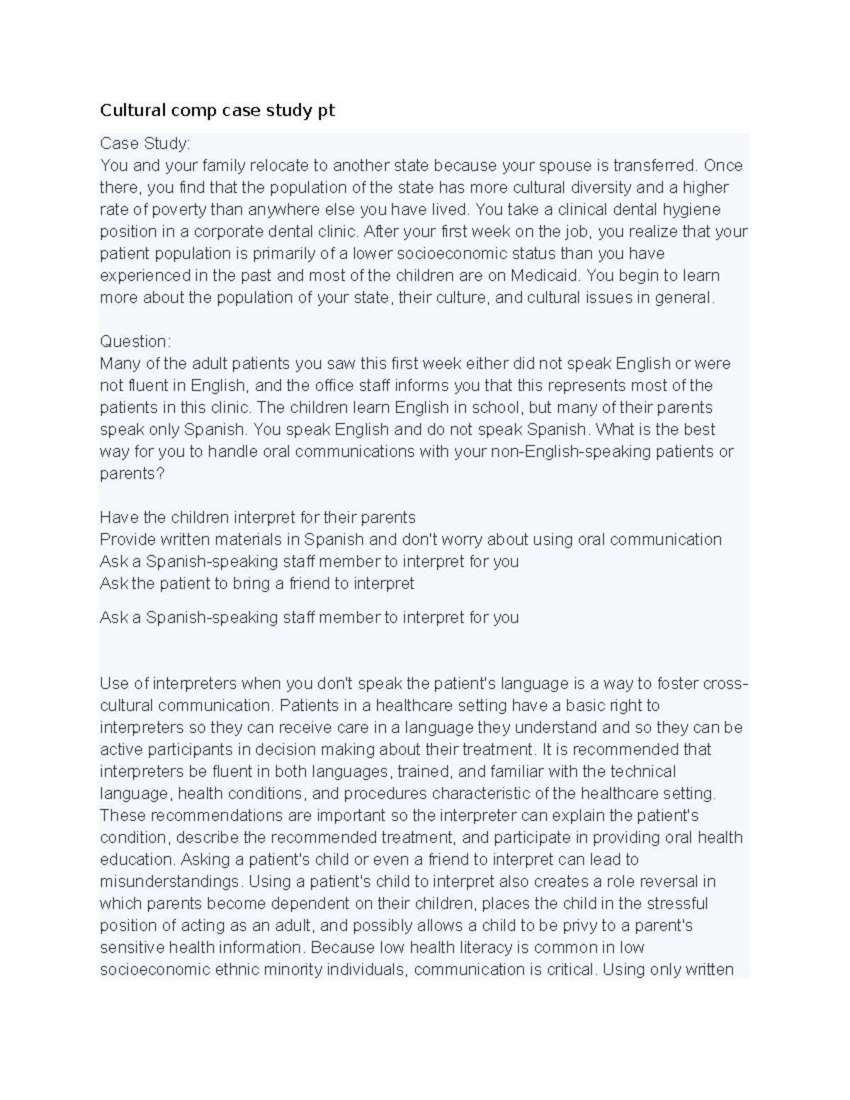 Cx comp case study - Cultural comp case study pt Case Study: You and ...