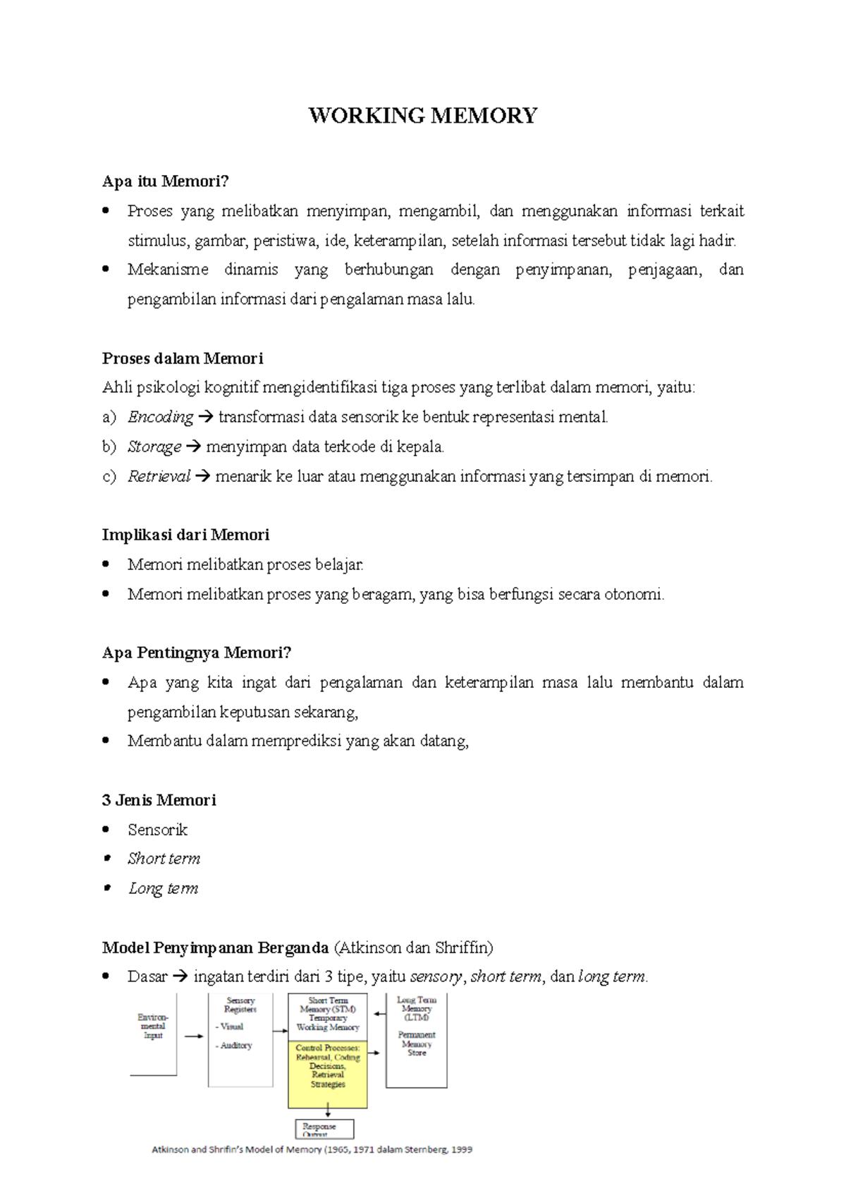 Working Memory atau Short Term Memory (STM) - Psikologi Kognitif ...