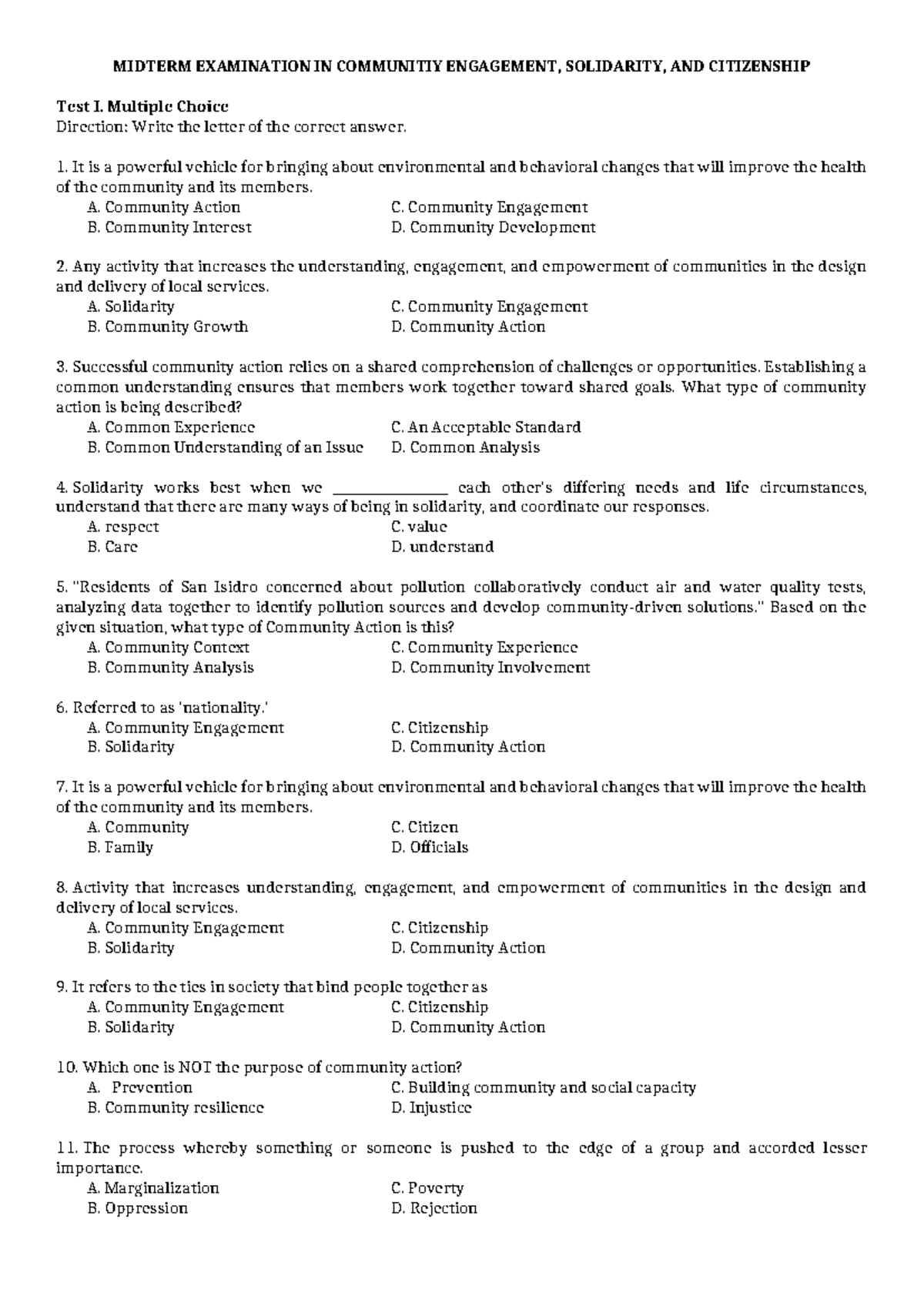 CESC 12 Midterm EXAM - exam - MIDTERM EXAMINATION IN COMMUNITIY ...
