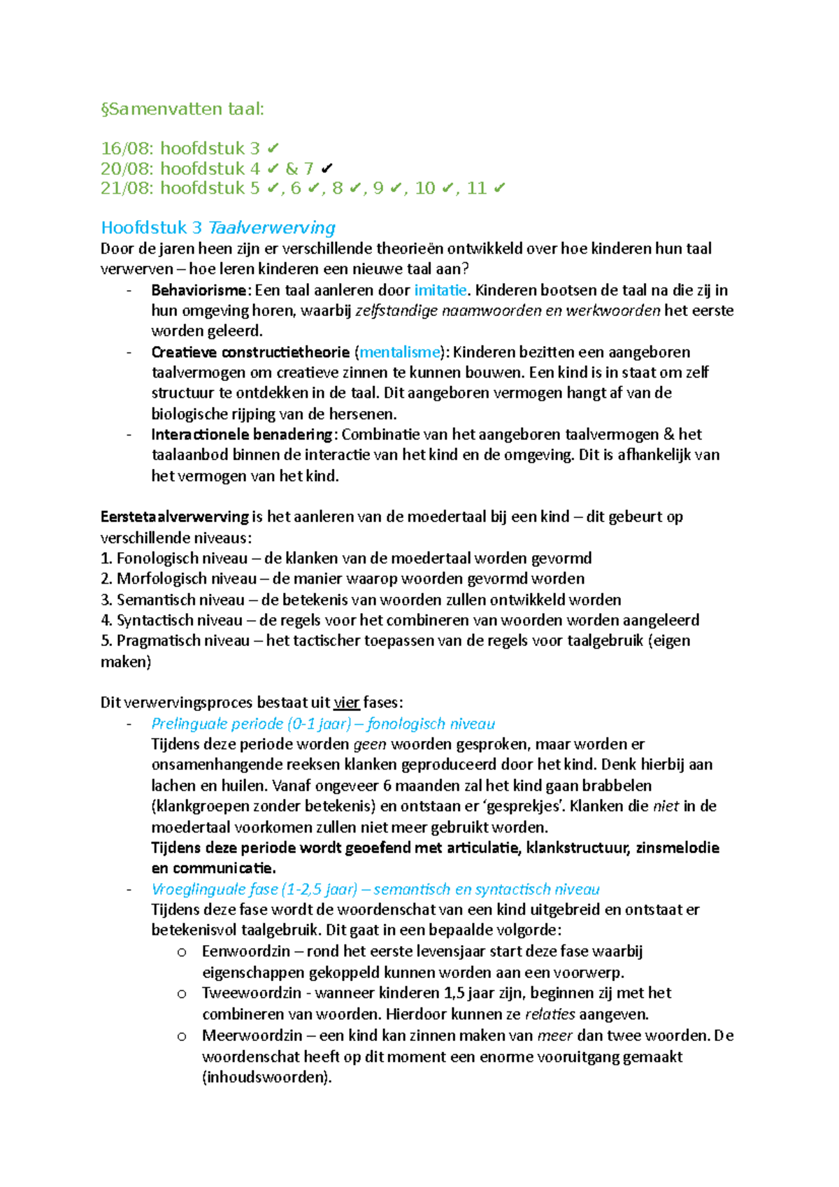 SV kennisbasistoets - §Samenvatten taal: 16/08: hoofdstuk 3 20/08 ...