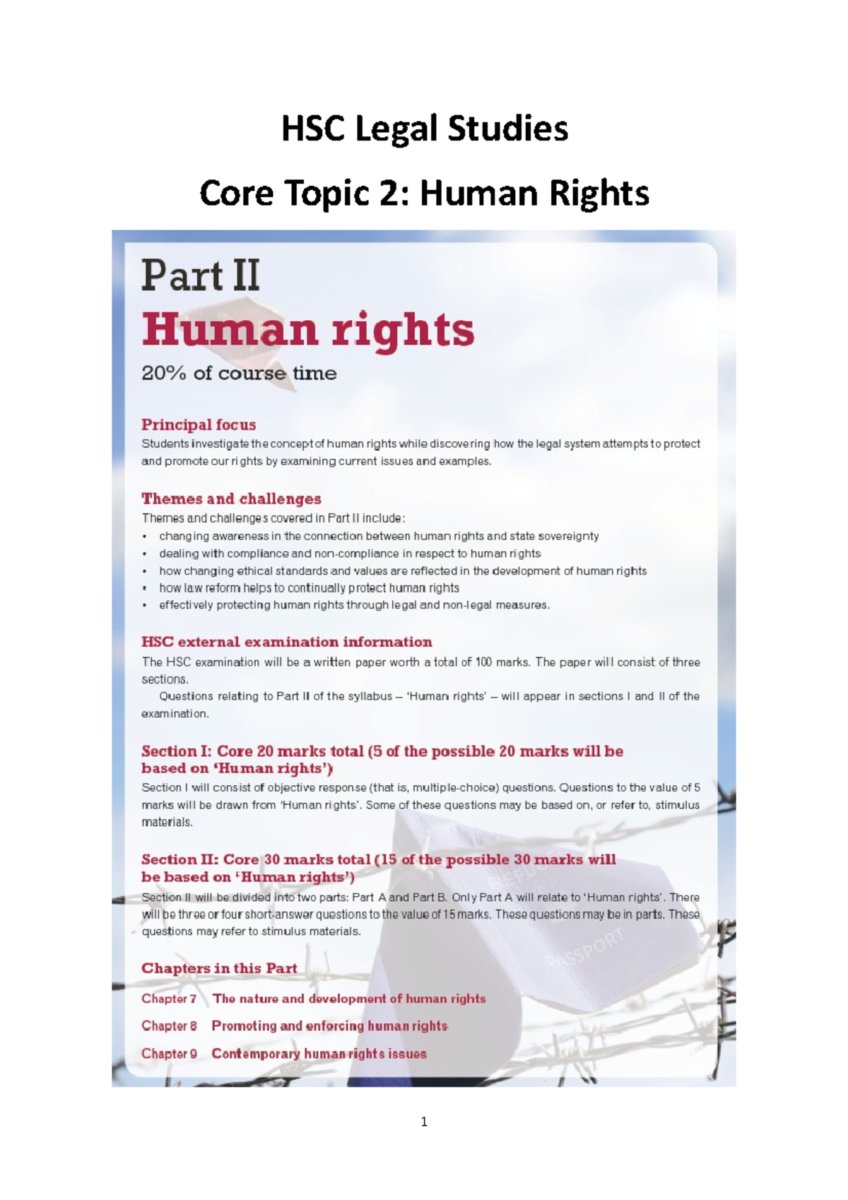 HSC Legal Studies Human Rights Booklet - HSC Legal Studies Core Topic 2 ...