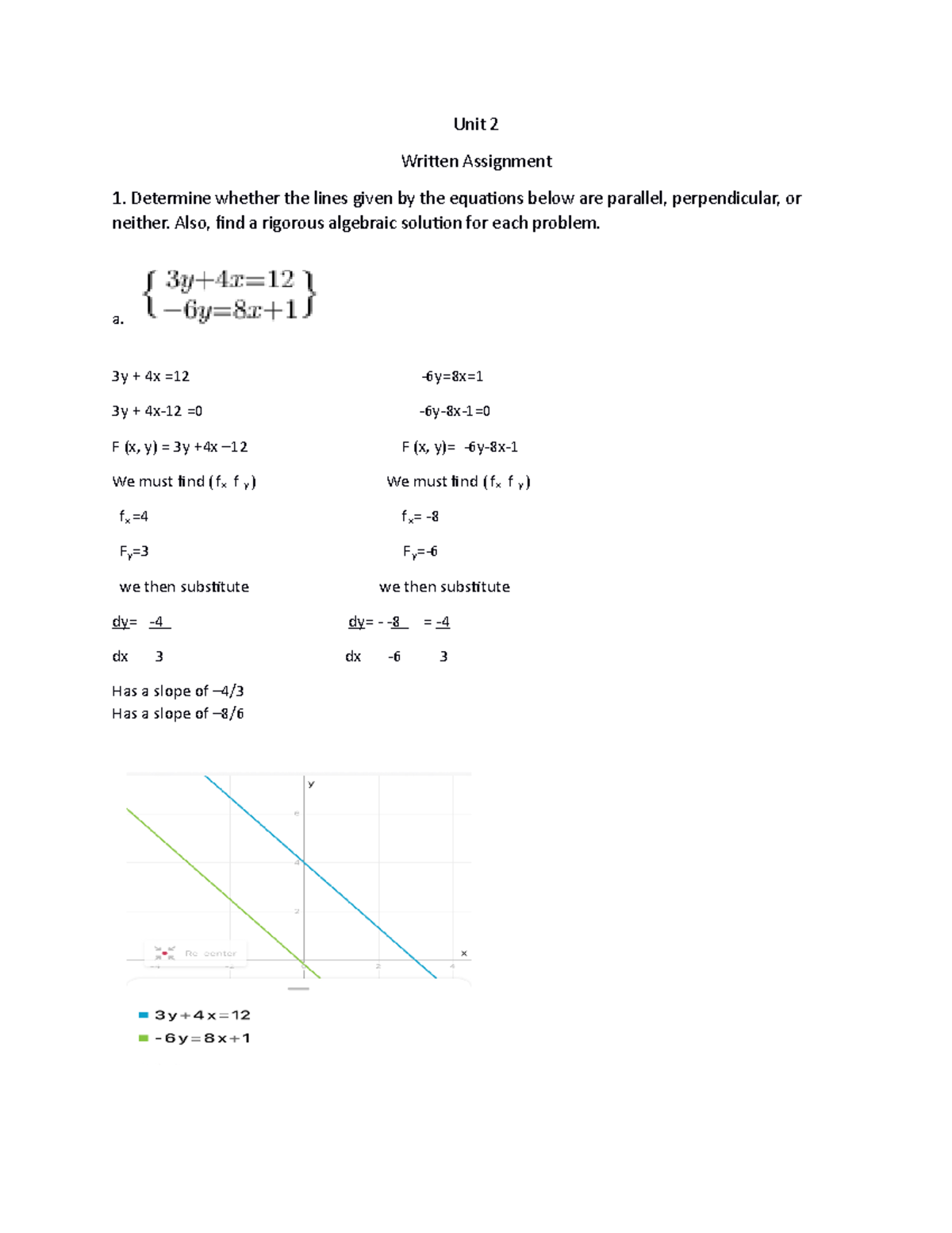 My unit 2 maths assignments - Unit 2 Written Assignment 1. Determine ...