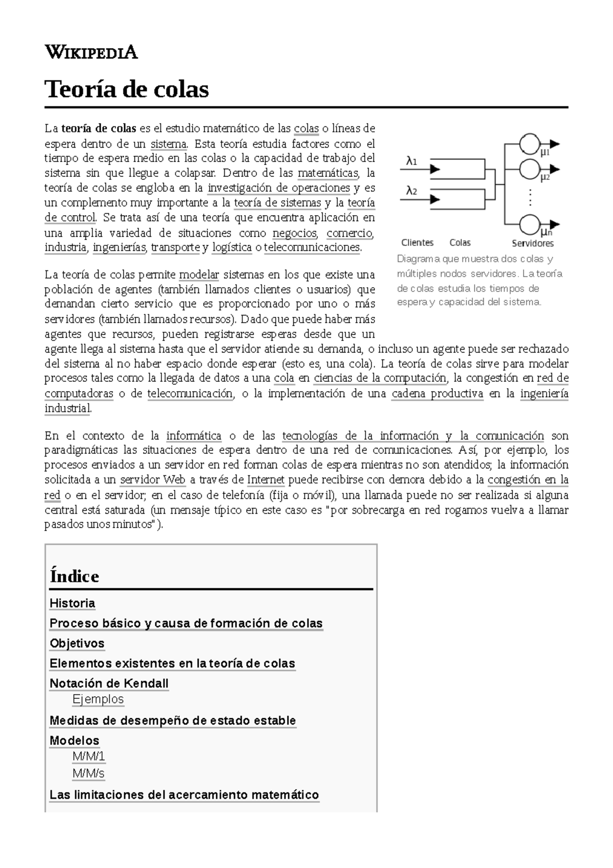 Teoría de colas - Diagrama que muestra dos colas y múltiples nodos ...