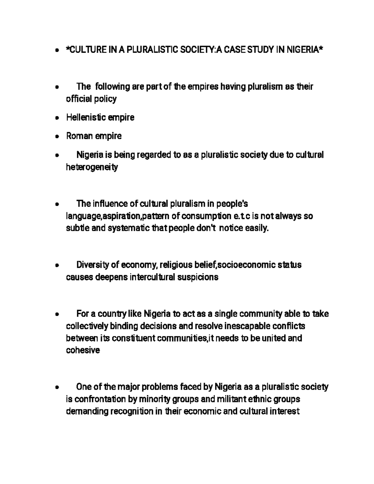 GNS 211 Summary Chapter 1 - CULTUREINAPLURALISTICSOCIETY ...