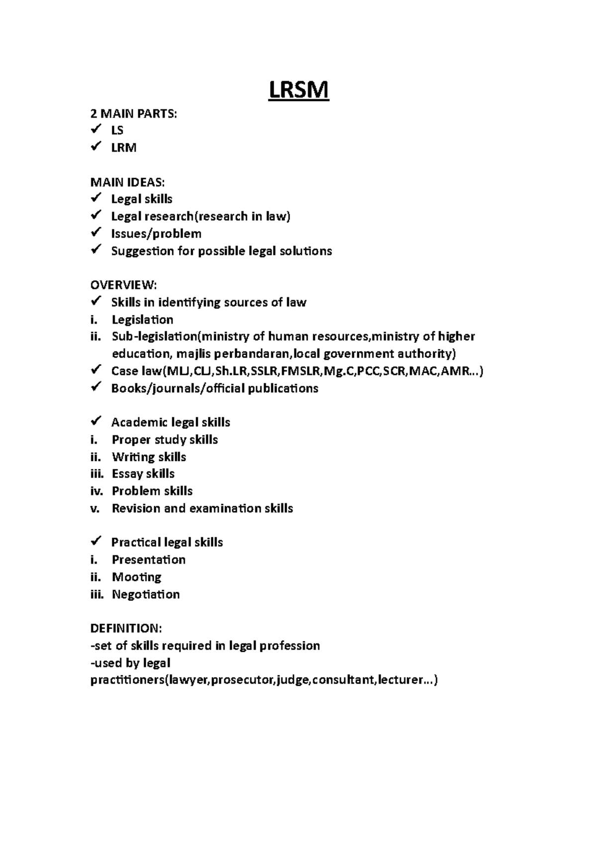 Introduction of legal skills and research methodology - LRSM 2 MAIN ...