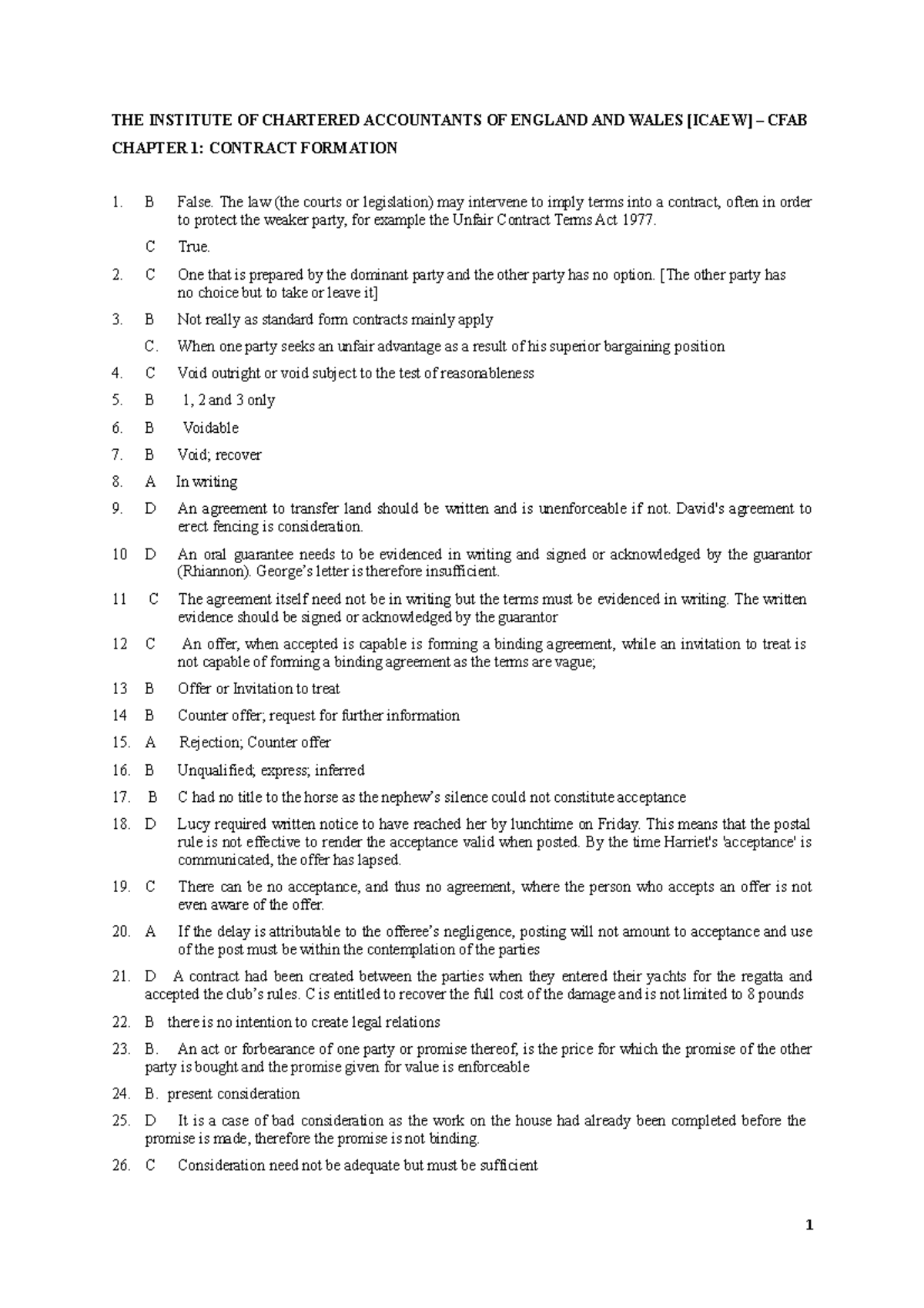 Sample/practice exam 1 September 2018, questions - THE INSTITUTE OF ...