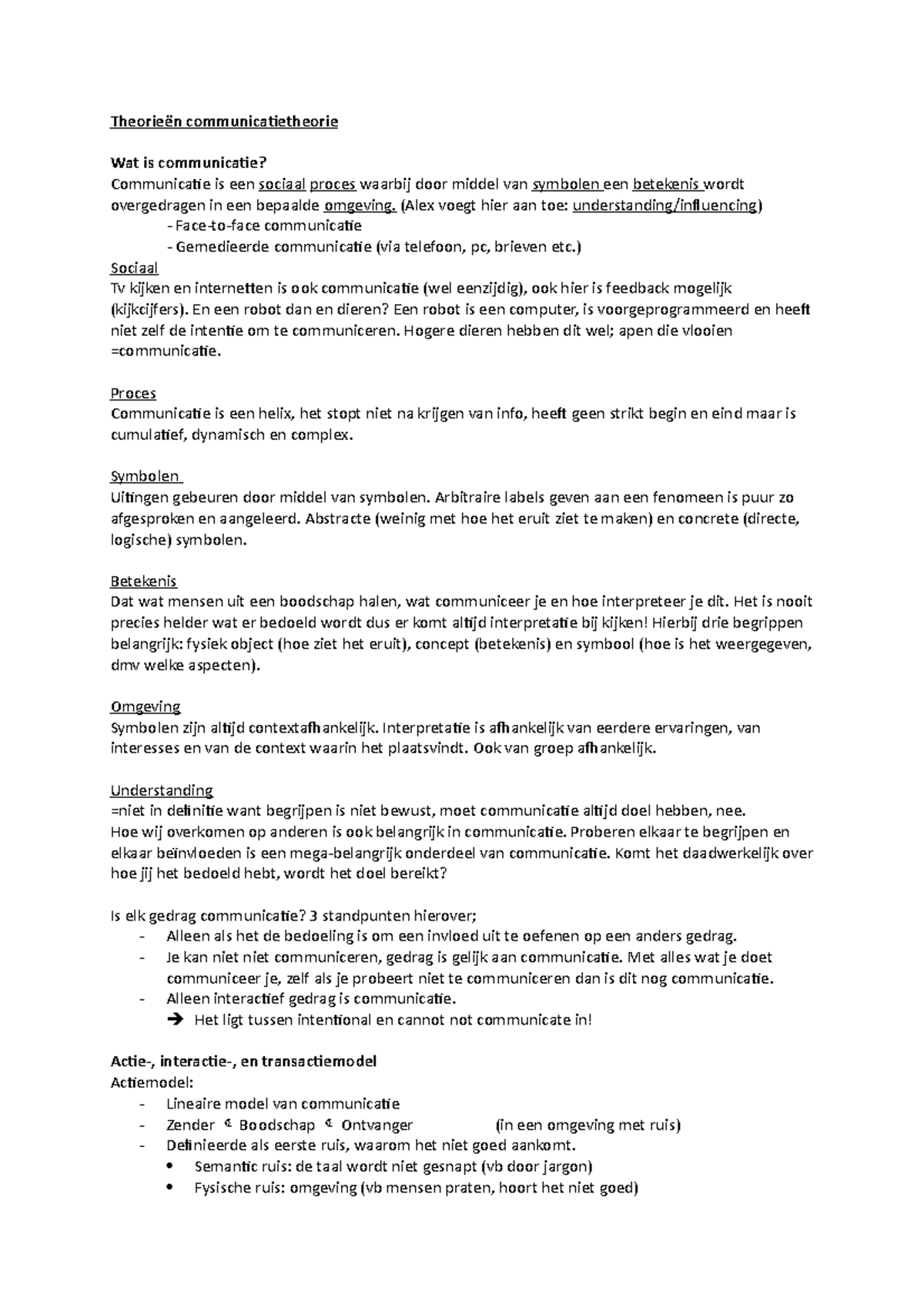 Samenvatting communicatietheorie - Theorieën communicatietheorie Wat is ...