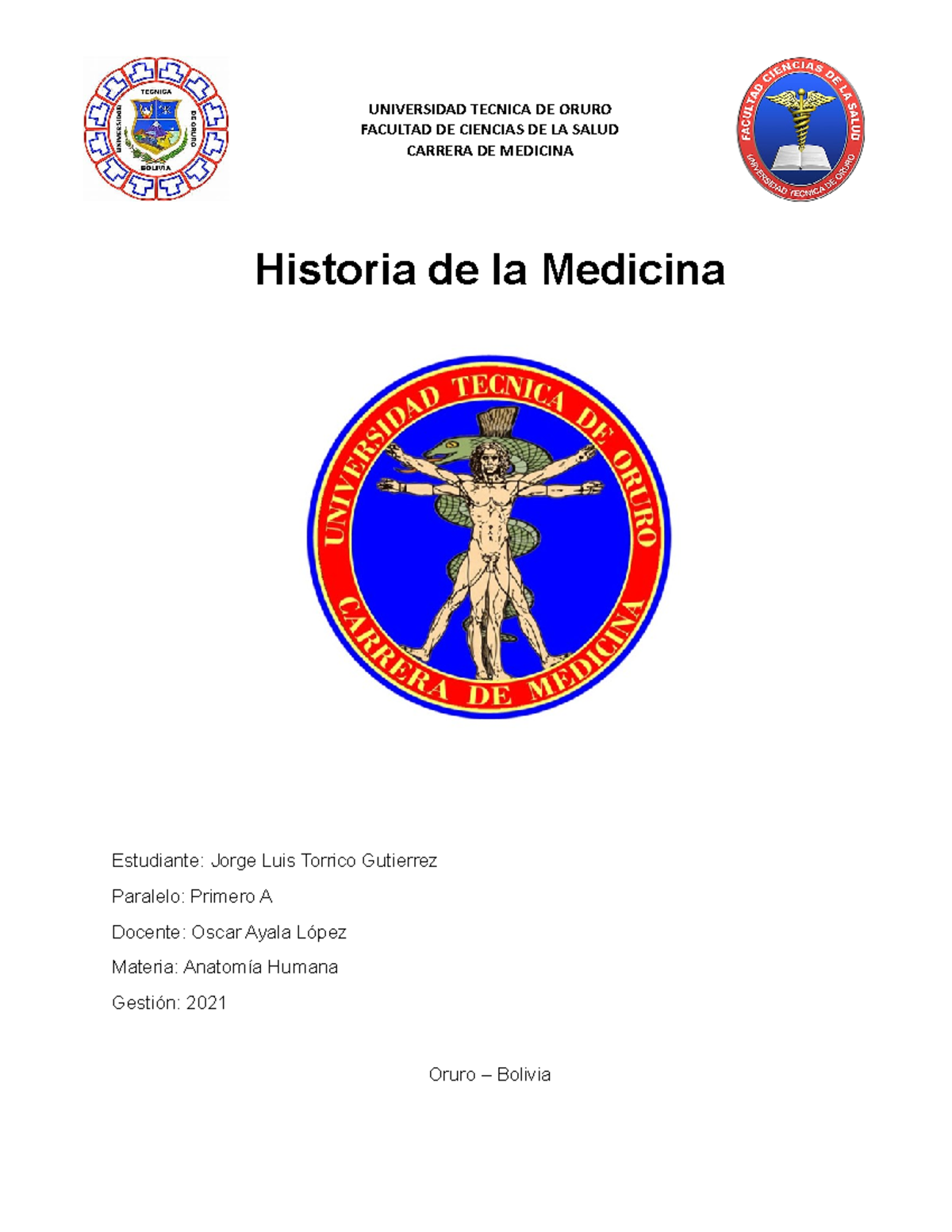 Historia de la Medicina - FACULTAD DE CIENCIAS DE LA SALUD CARRERA DE ...
