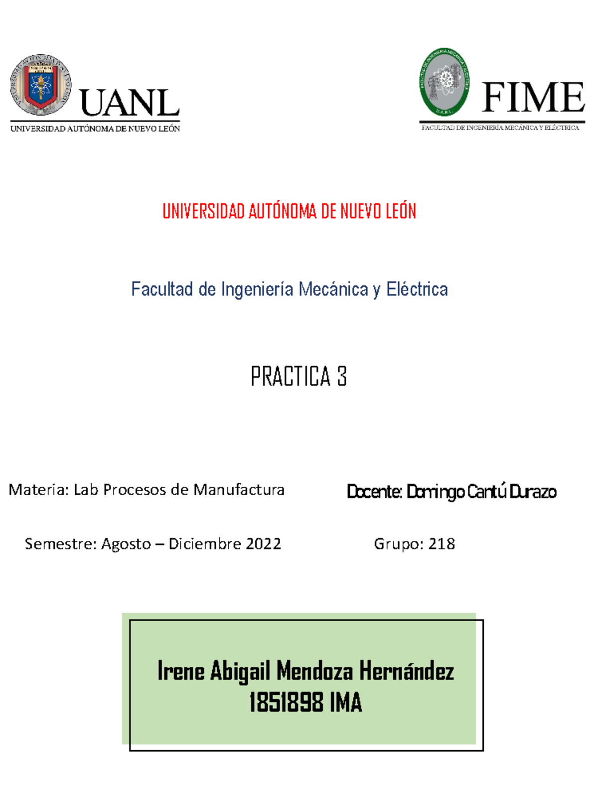 Practica 3procesos - UNIVERSIDAD AUT”NOMA DE NUEVO LE”N Facultad de IngenierÌa Mec·nica y ...