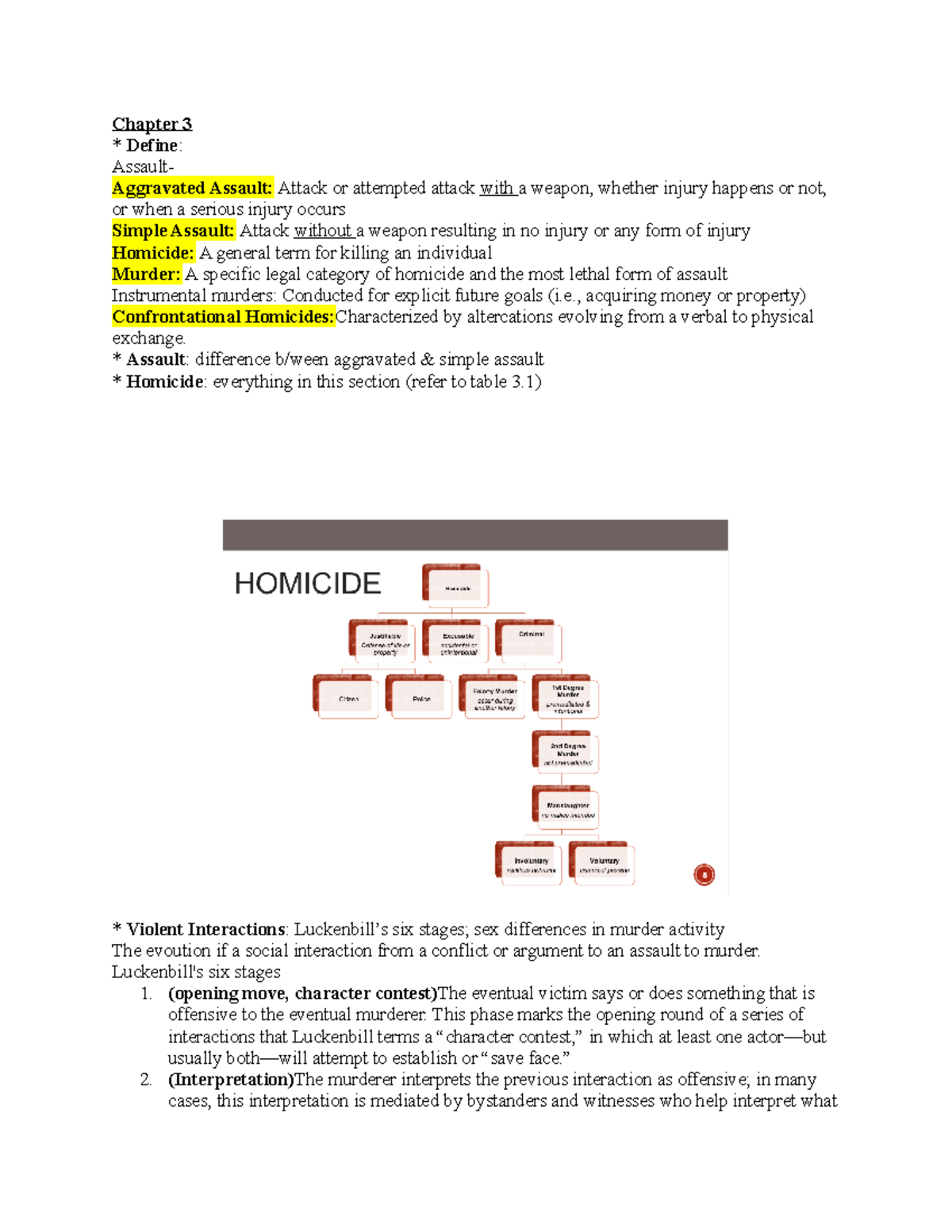Psy 3010 Chapter 3 study guide - Chapter 3 Define : Assault- Aggravated ...