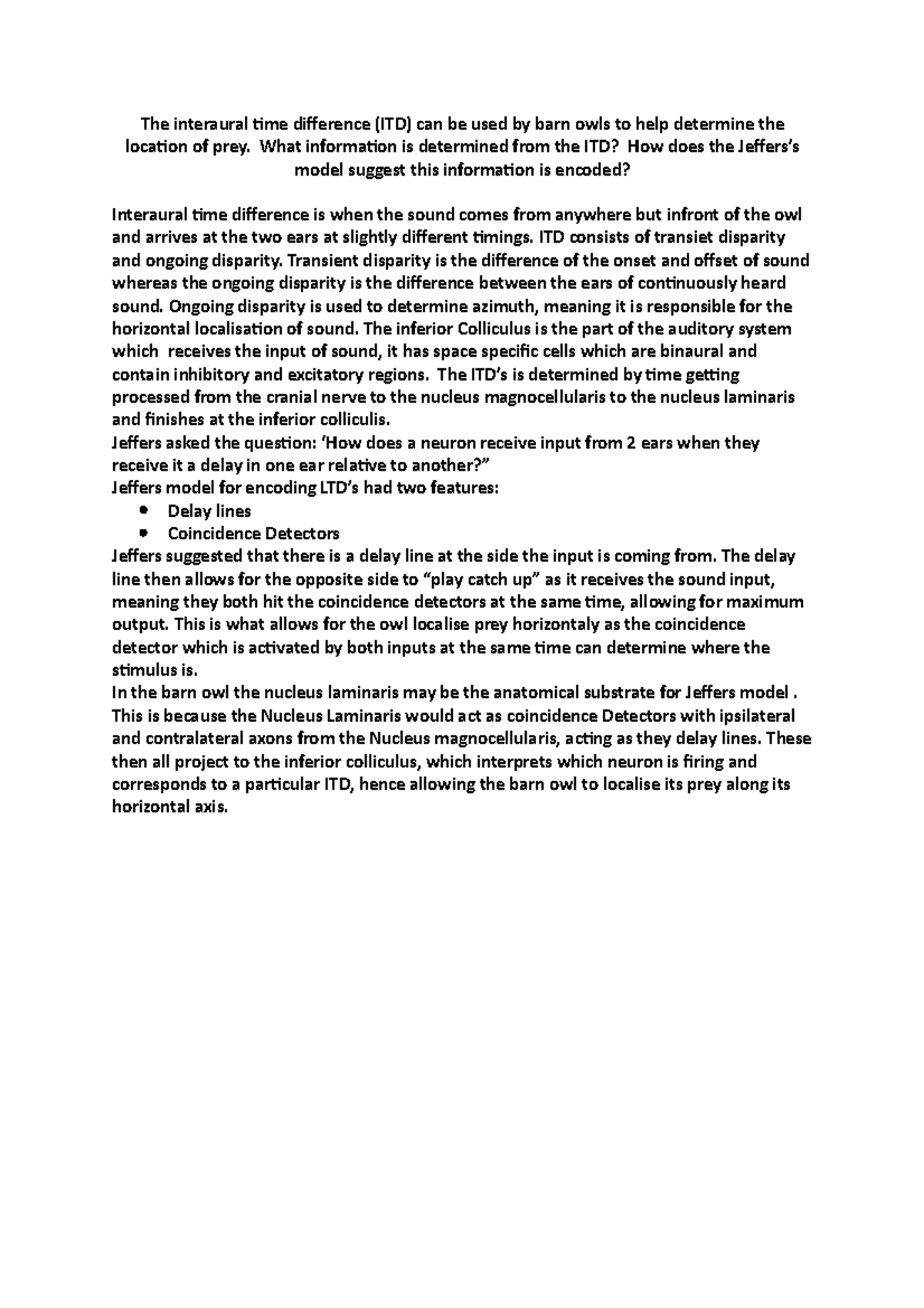 Backup of Neuro SAQ - saq - The interaural time difference (ITD) can be ...