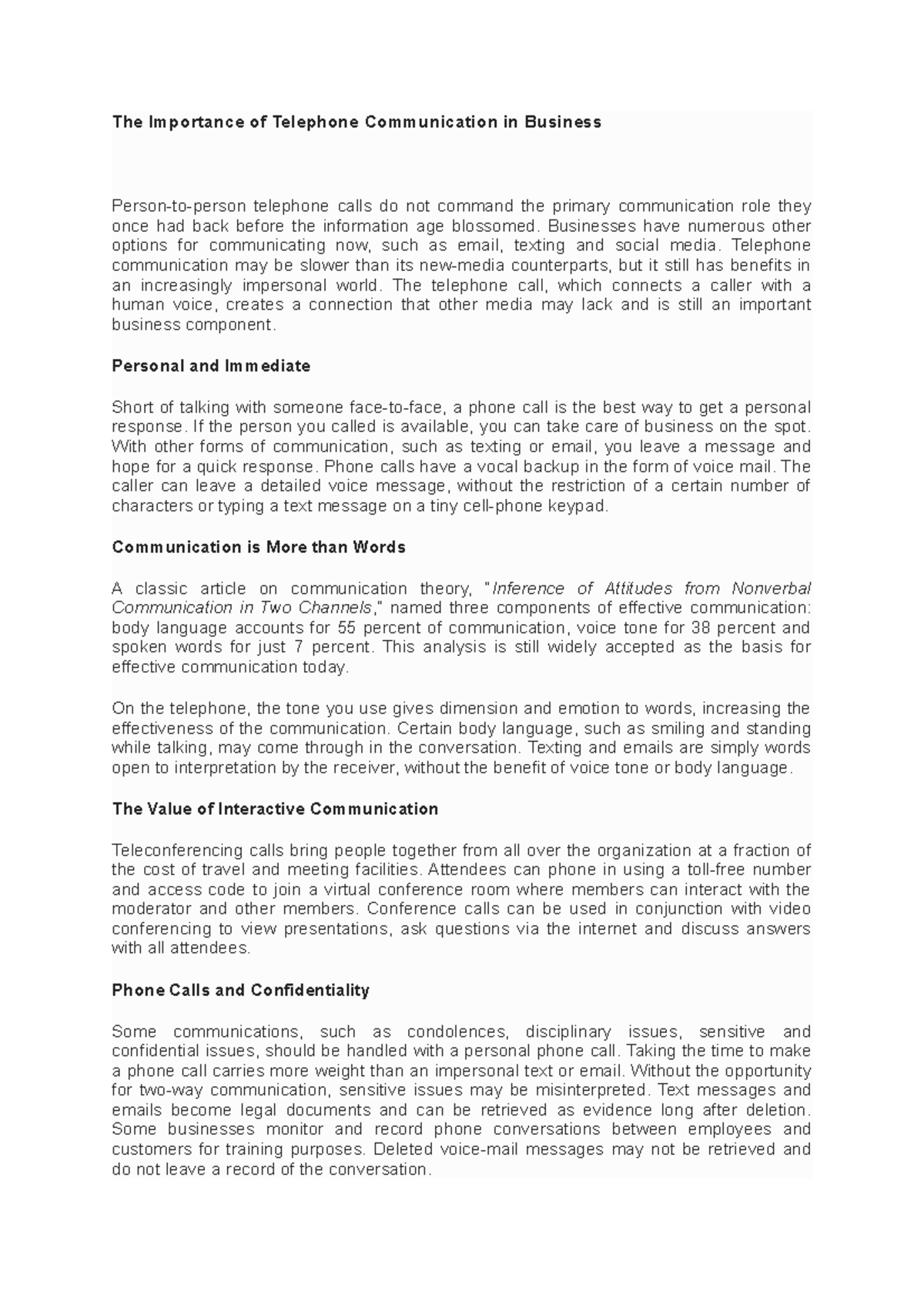 The Importance of Telephone Communication in Business - The Importance ...